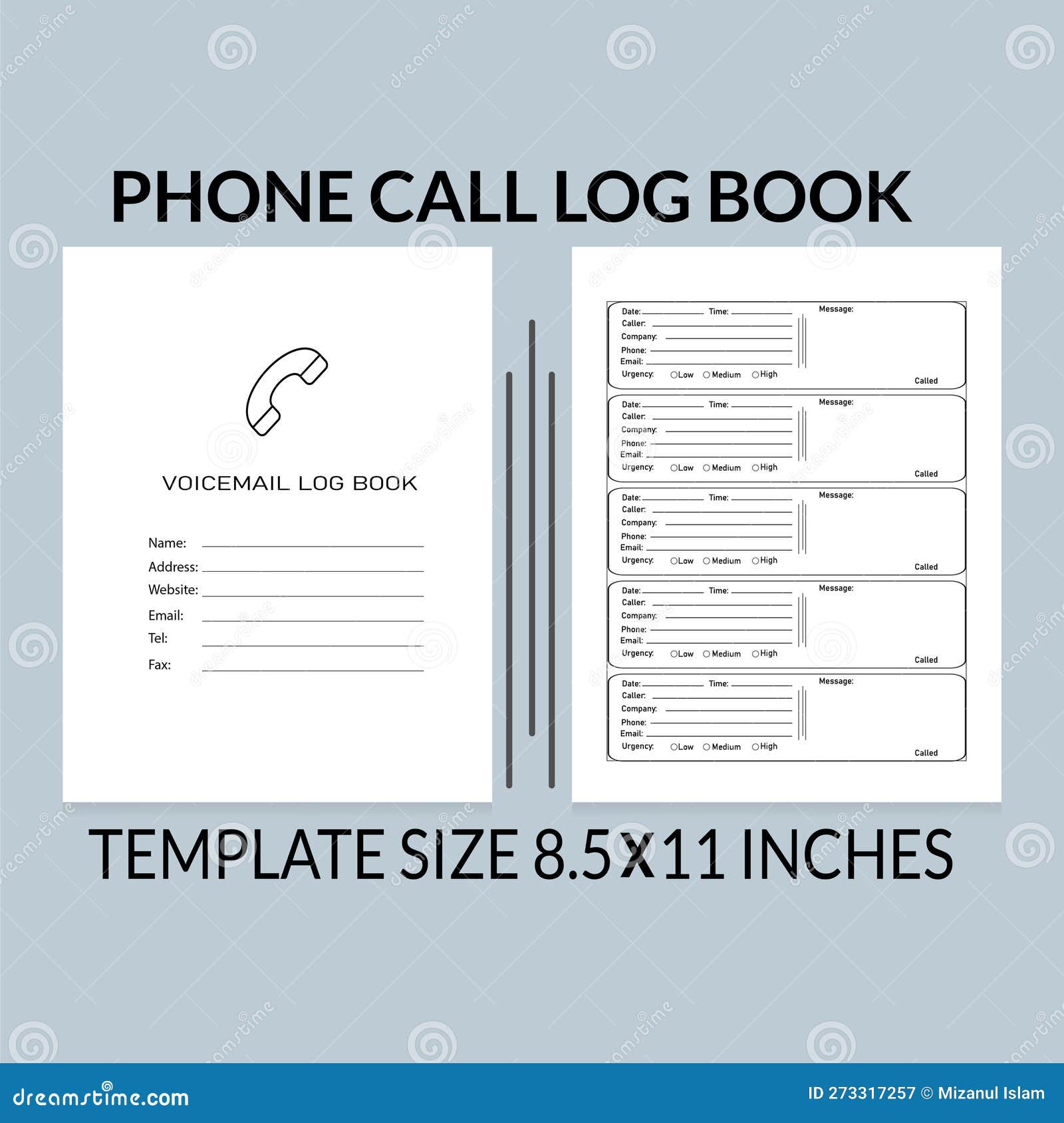 Phone Call Log Book - KDP Interior Design - Printable Low-Content Books ...