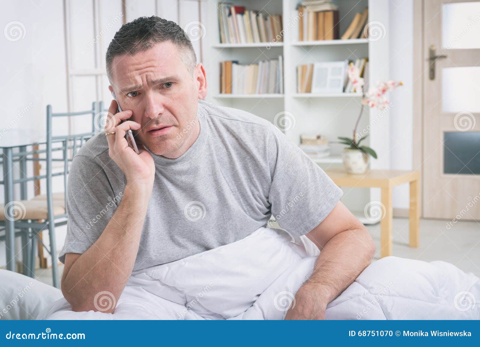 Phone call in morning stock photo. Image of alarmclock - 68751070