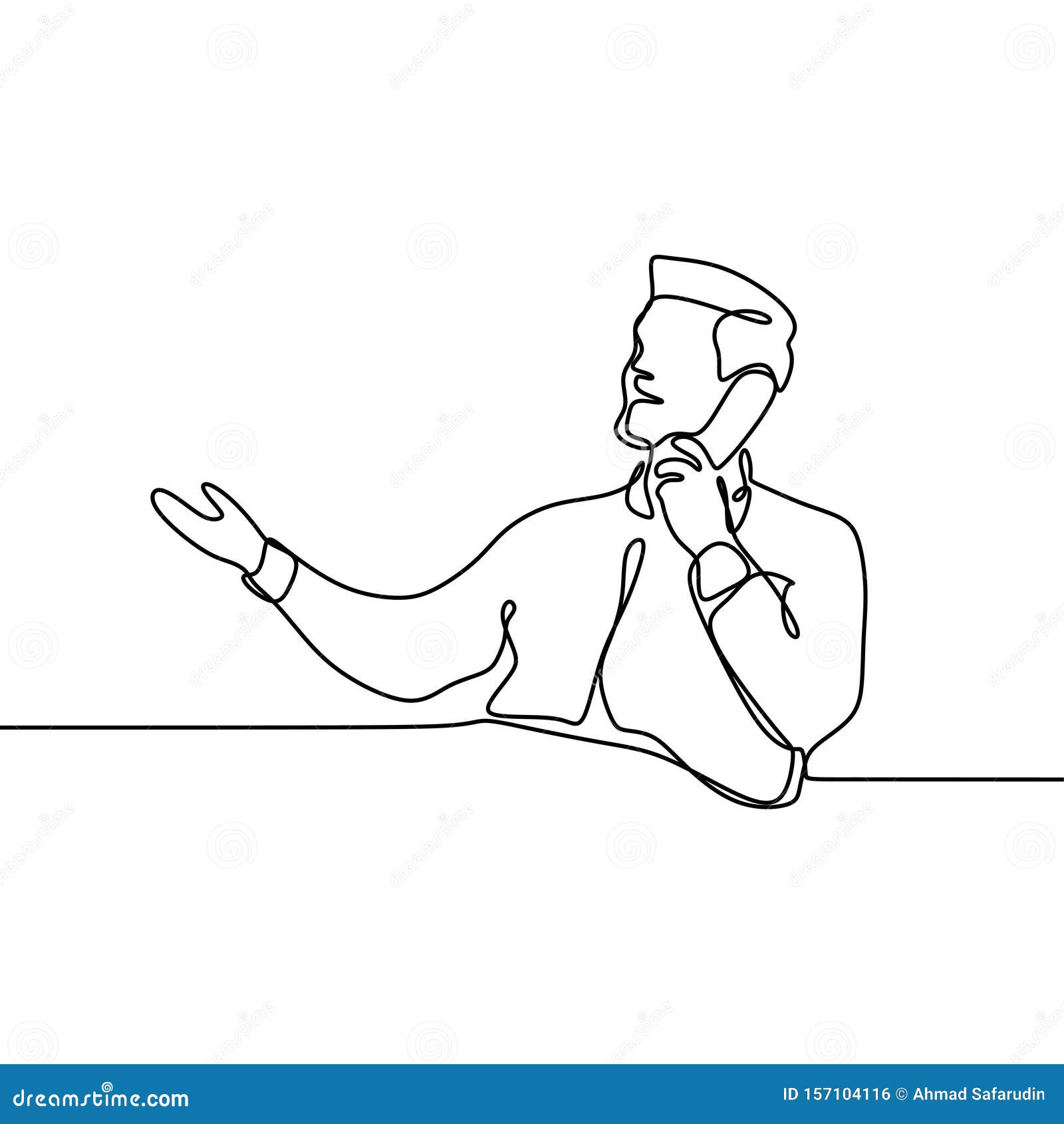 Phone Call One Continuous Single Line Drawing Minimalism Stock Vector ...