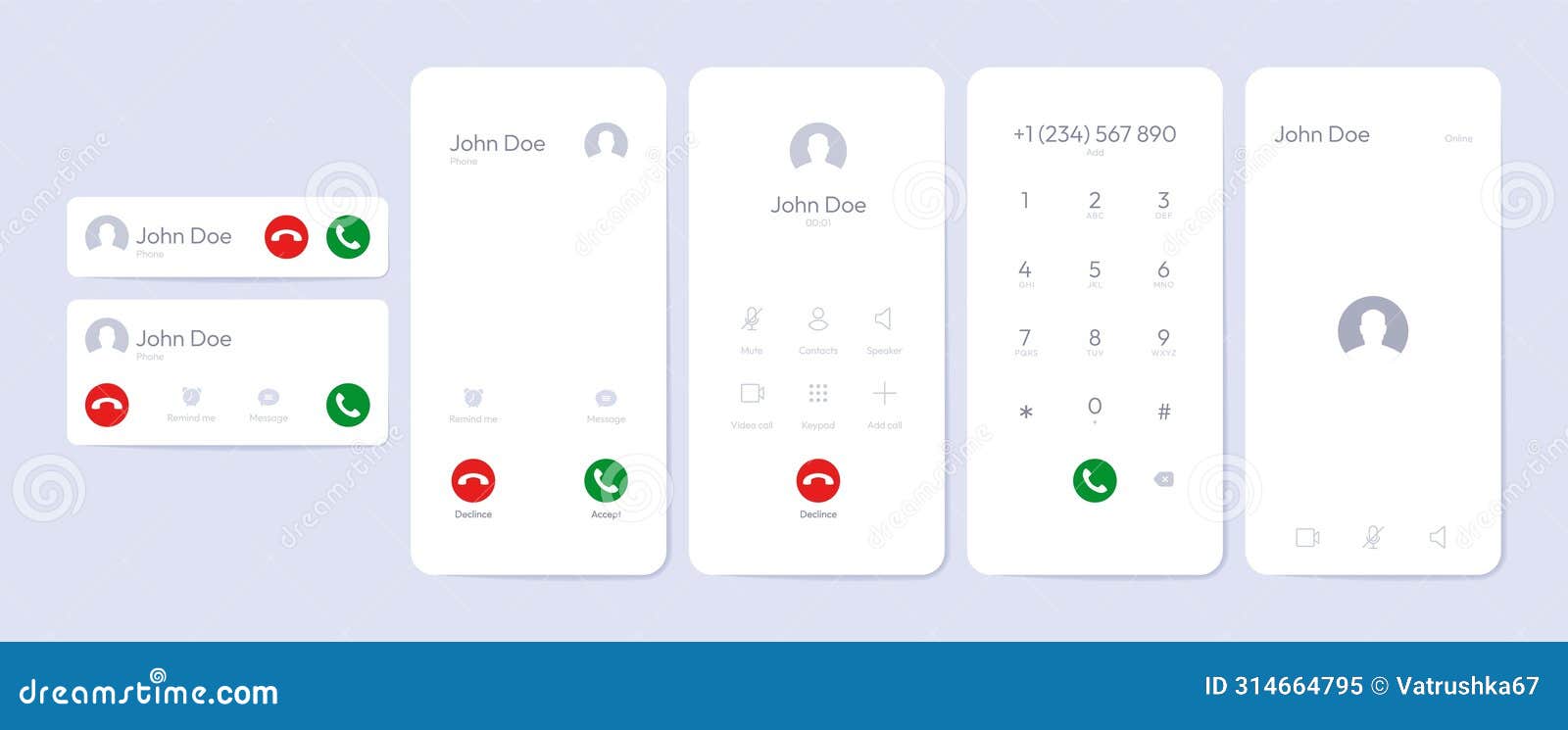 Phone Call Screen Template. Mobile Smartphone with Touchscreen Dialing ...