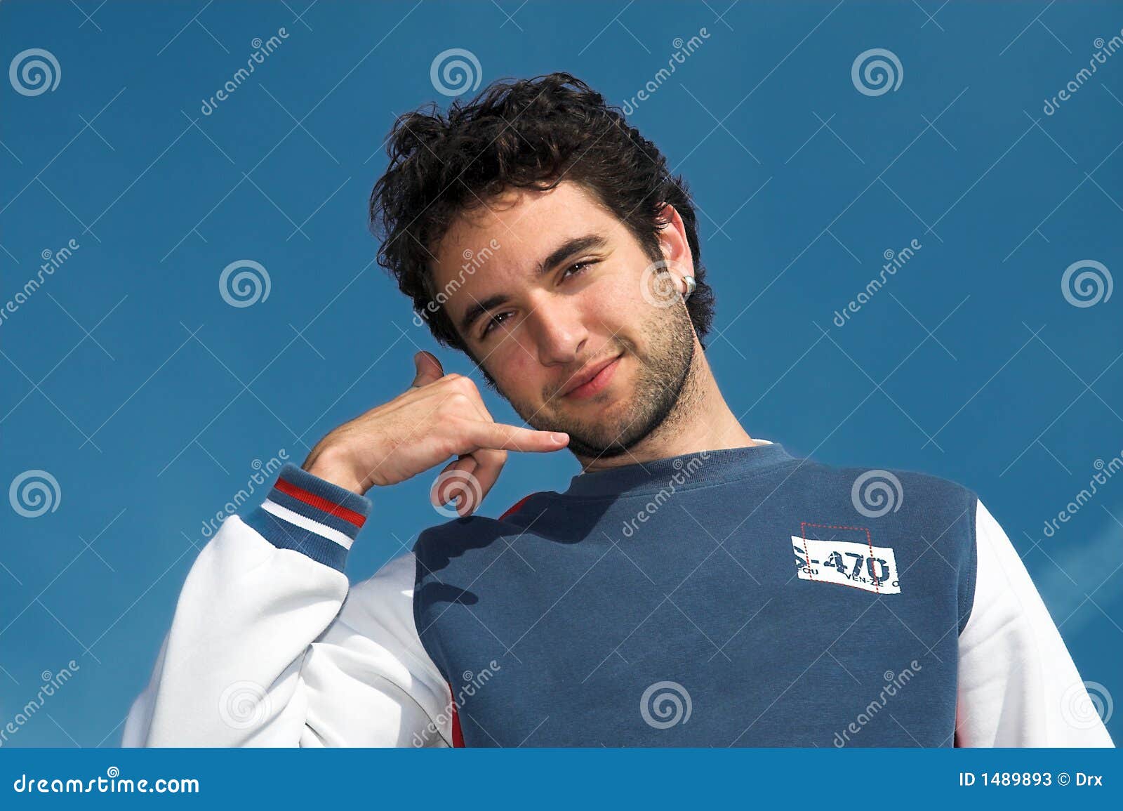Phone Call Sign - Young Man Stock Image - Image of phone, partner: 1489893