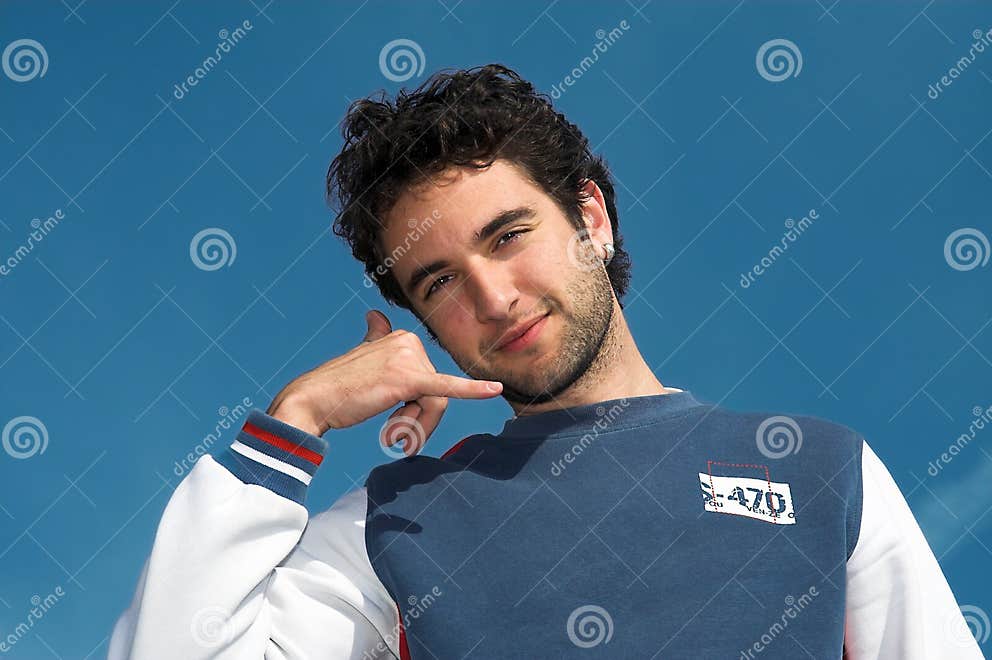 Phone Call Sign - Young Man Stock Image - Image of phone, partner: 1489893