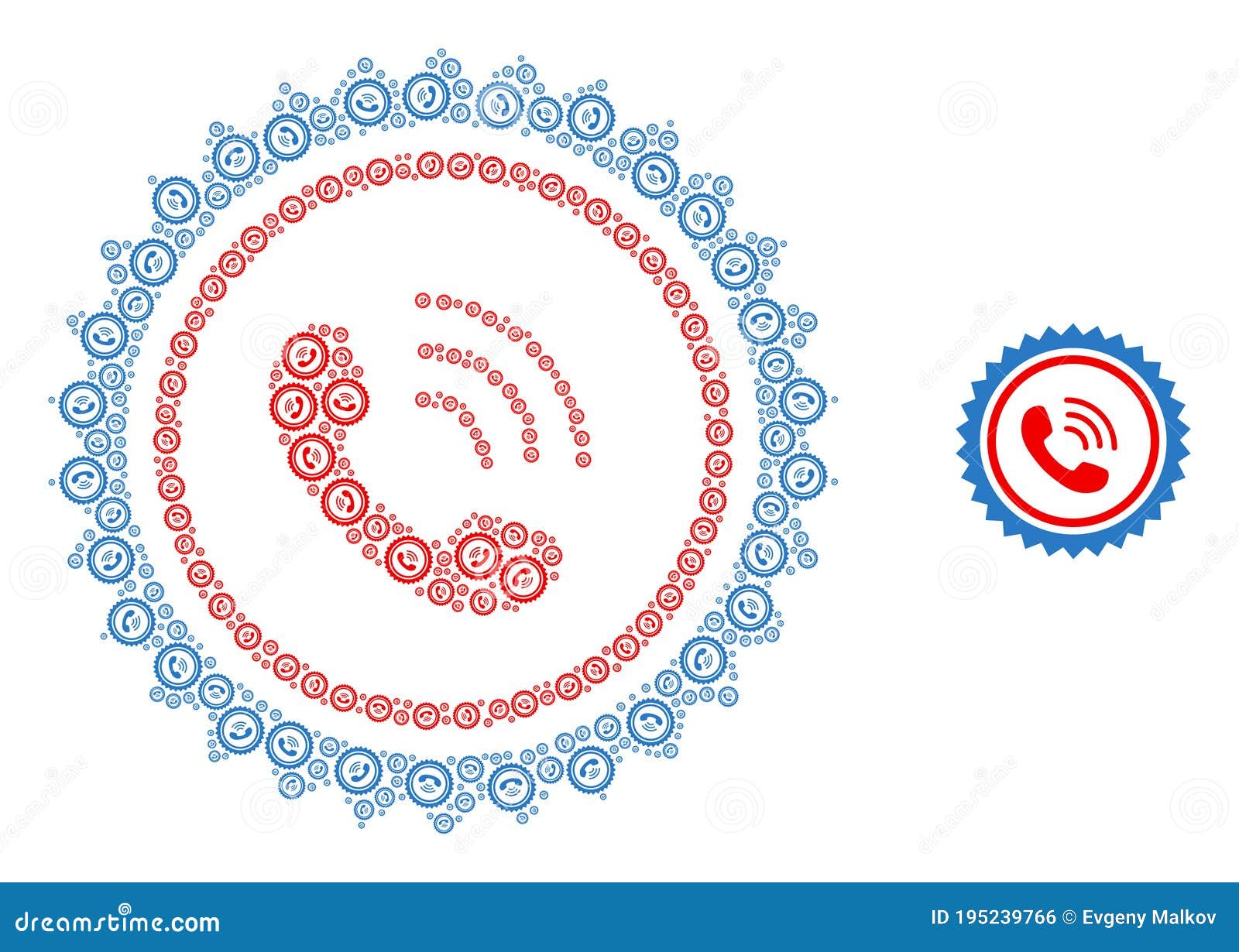 Phone Call Stamp Seal Recursion Mosaic of Self Items Stock Vector ...