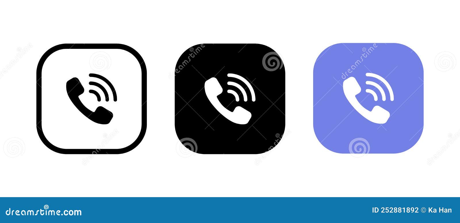 Phone Call, Telephone Ringing Button Icon Vector on Square Button Stock ...