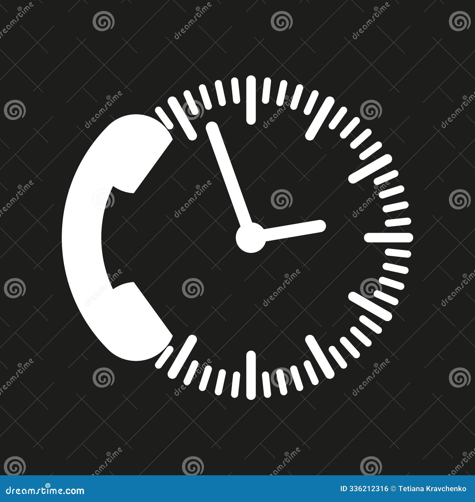 Phone Call Timing Icon. Clock and Telephone Symbol. Communication Time ...