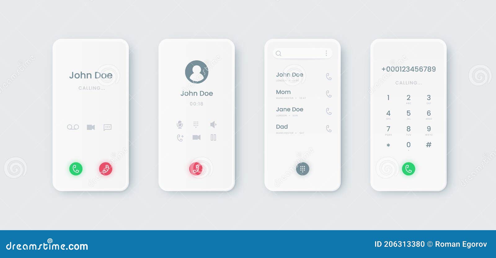 Phone Call UI. Incoming Touchscreen Interface Mockup With Dial ... Phone Call UI. Incoming Touchscreen Interface Mockup With Dial ...