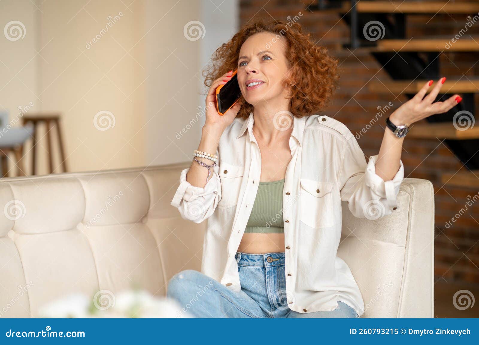 Young Ginger Woman Having a Phone Call Stock Image - Image of ...