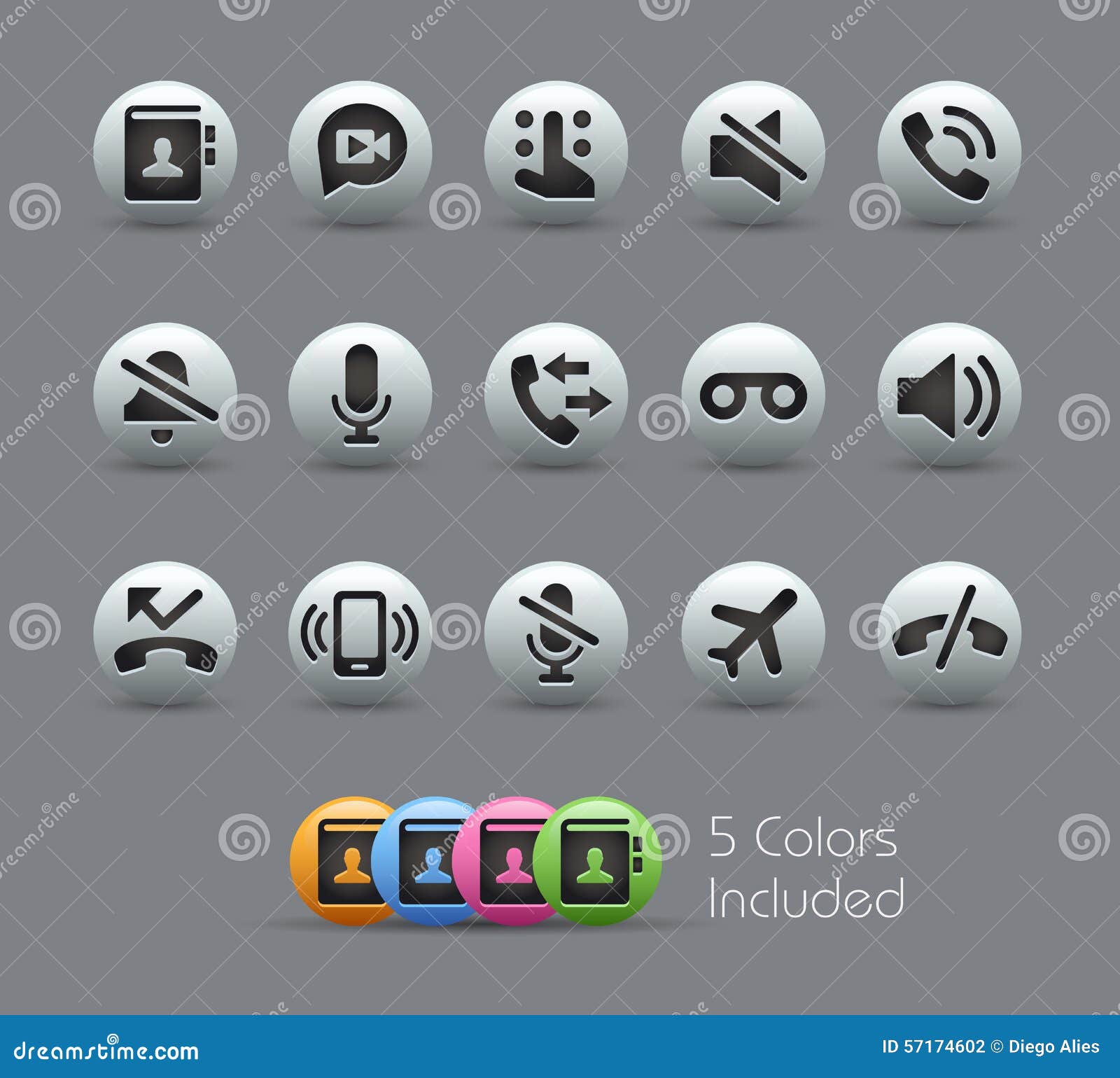 Phone Calls Interface Icons Stock Vector - Illustration of round ...