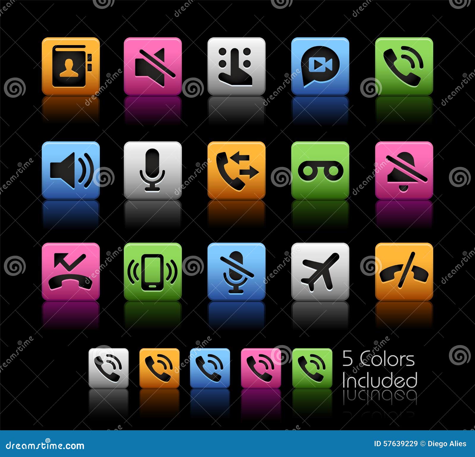 Phone Calls Interface Icons Stock Vector - Illustration of blue ...