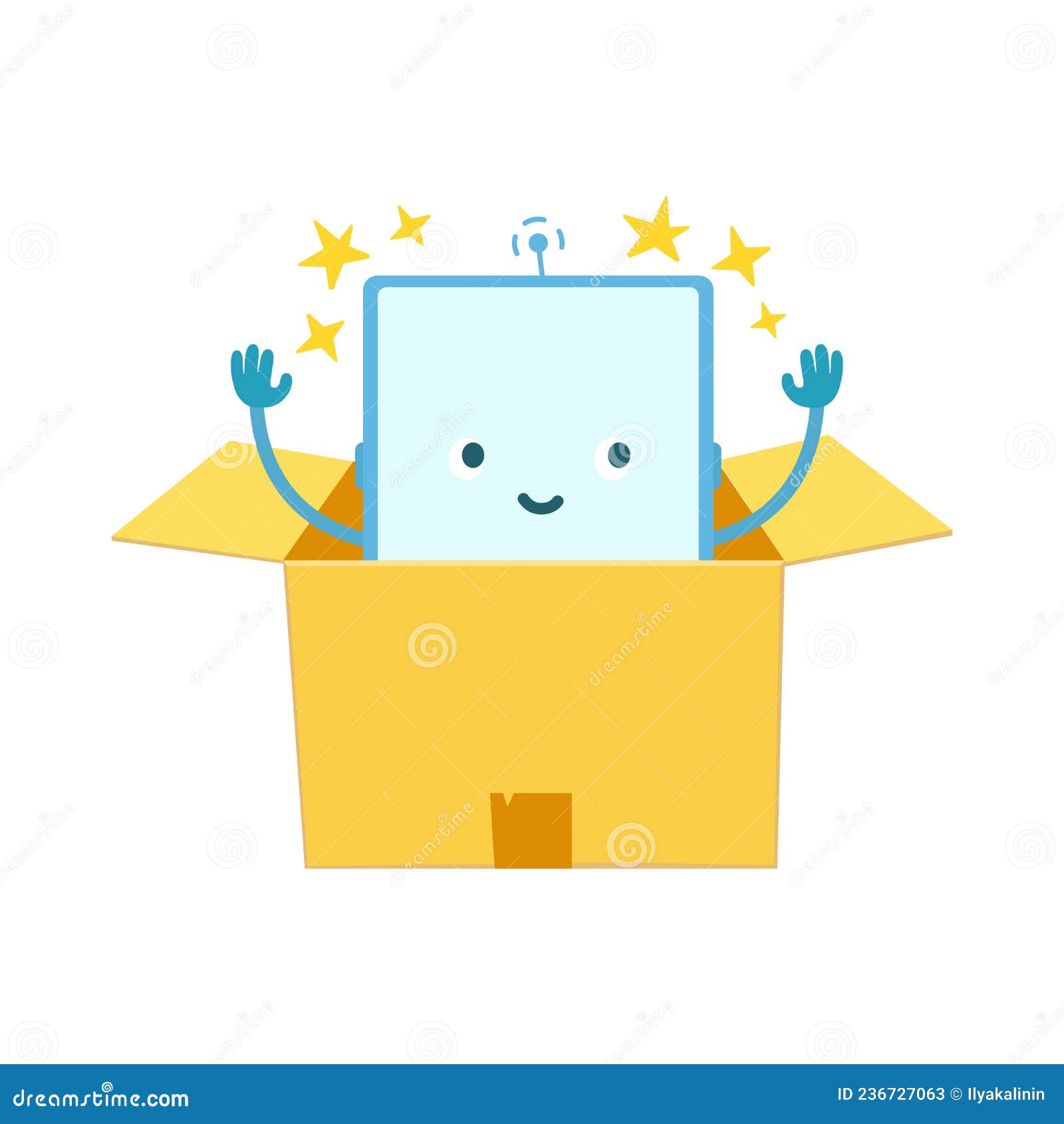 Phone Character. Unboxing Gift. Vector Illustration. Stock Vector ...