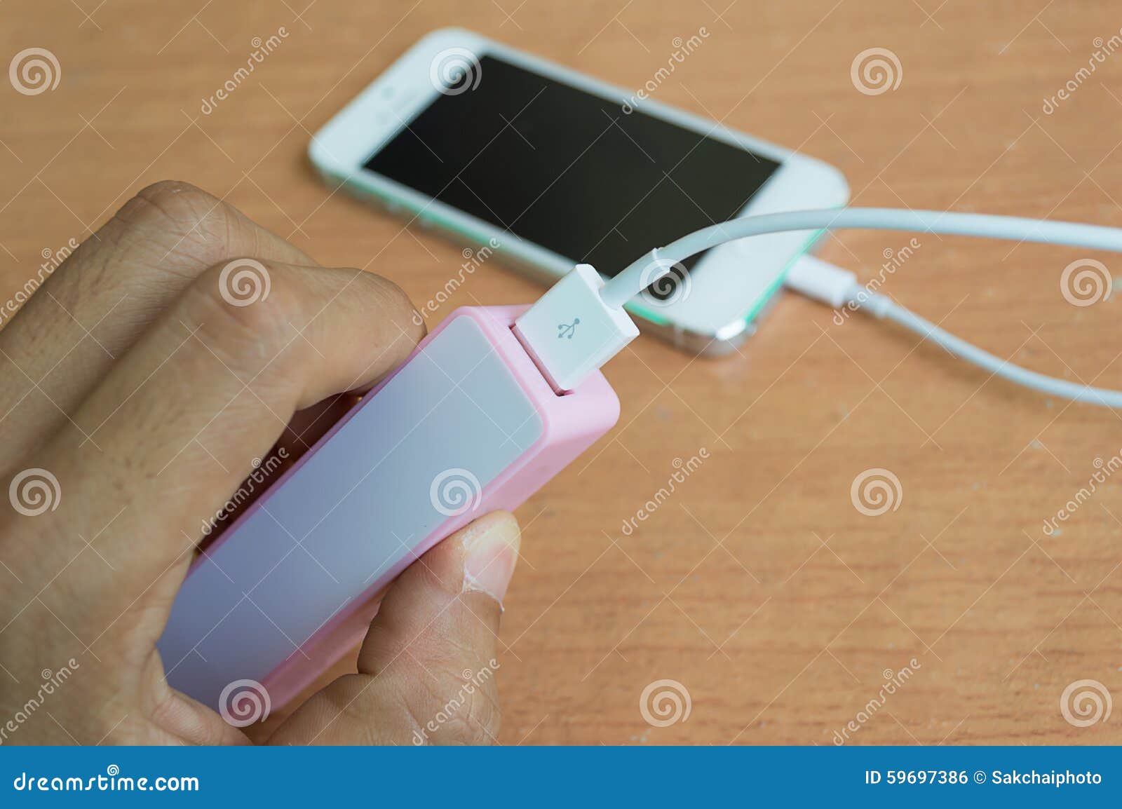 Phone Charger with Power Bank in Hand Stock Photo - Image of asian ...
