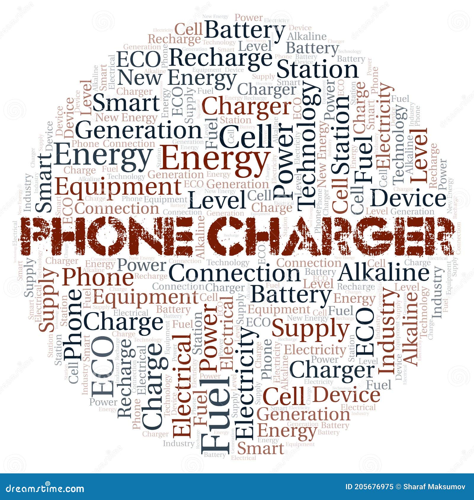 Phone Charger Typography Word Cloud Create with the Text only. Stock ...