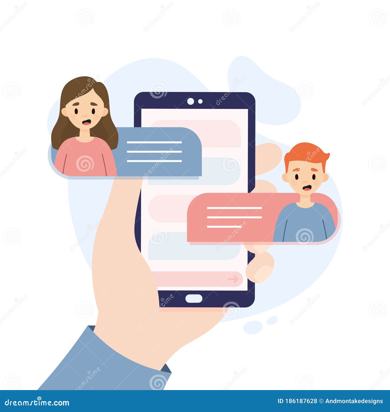 Eople Chatting through a Mobile App. Online Application for Messaging ...