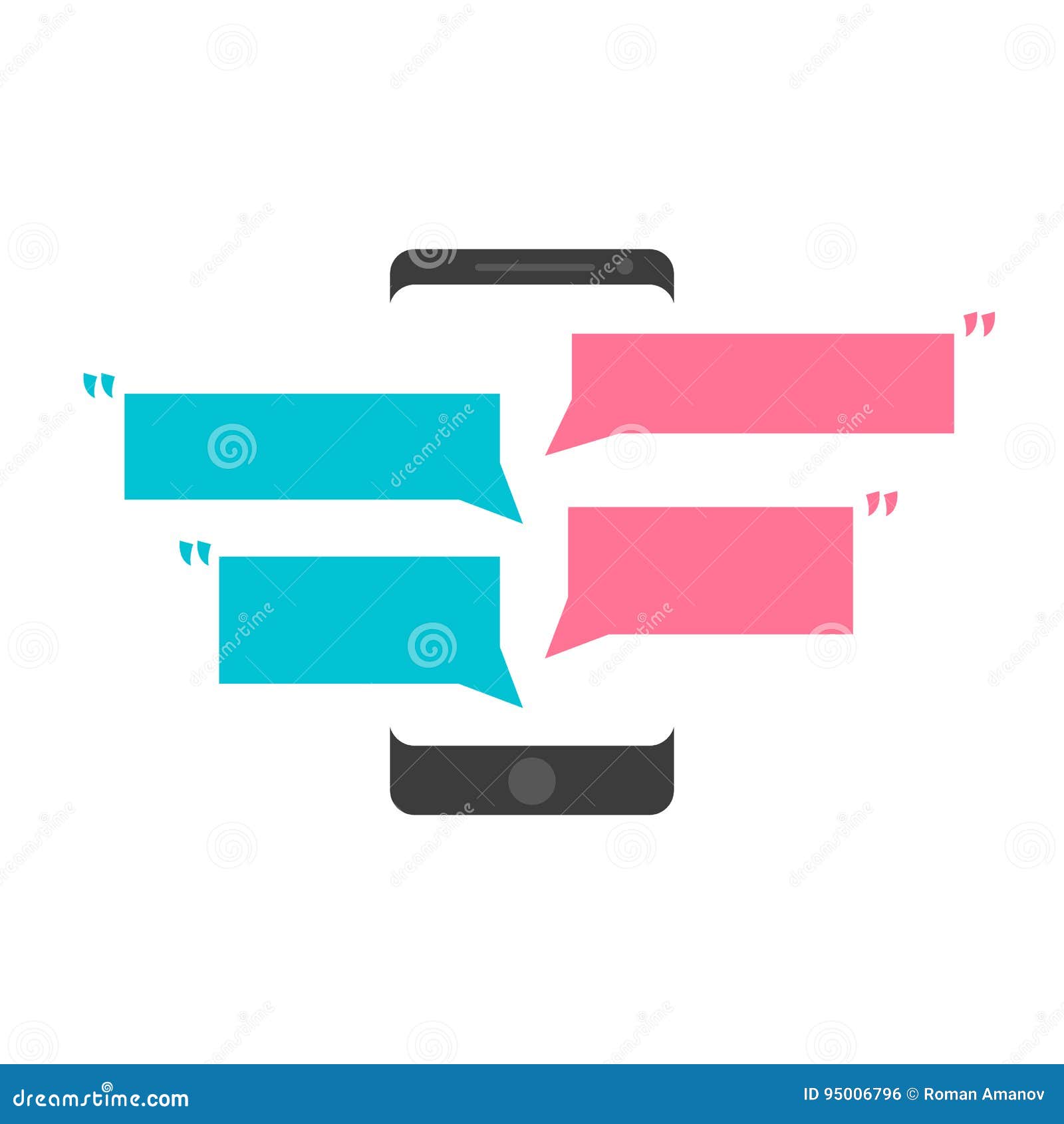 Phone Chat Message. Speech Bubble Icons with Smartphone Stock Vector ...