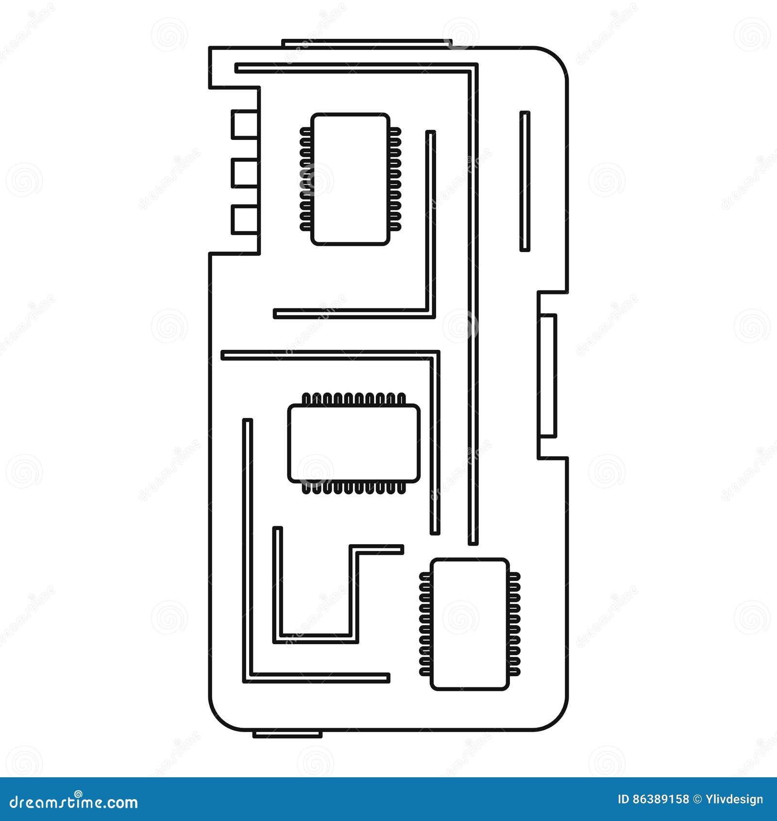 Phone Chip Icon, Outline Style Stock Vector - Illustration of ...