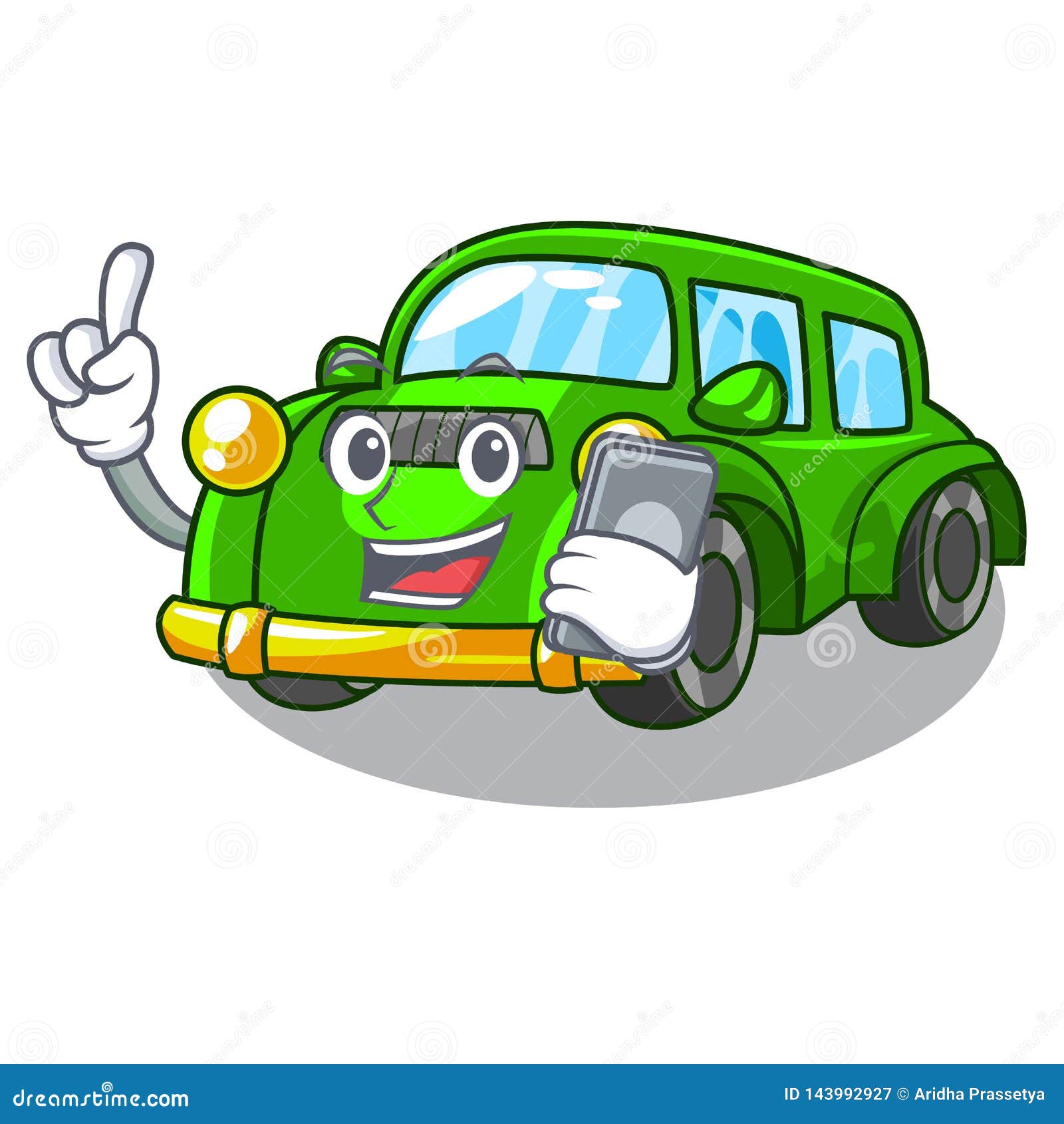 With Phone Classic Car Isolated in the Cartoon Stock Vector ...