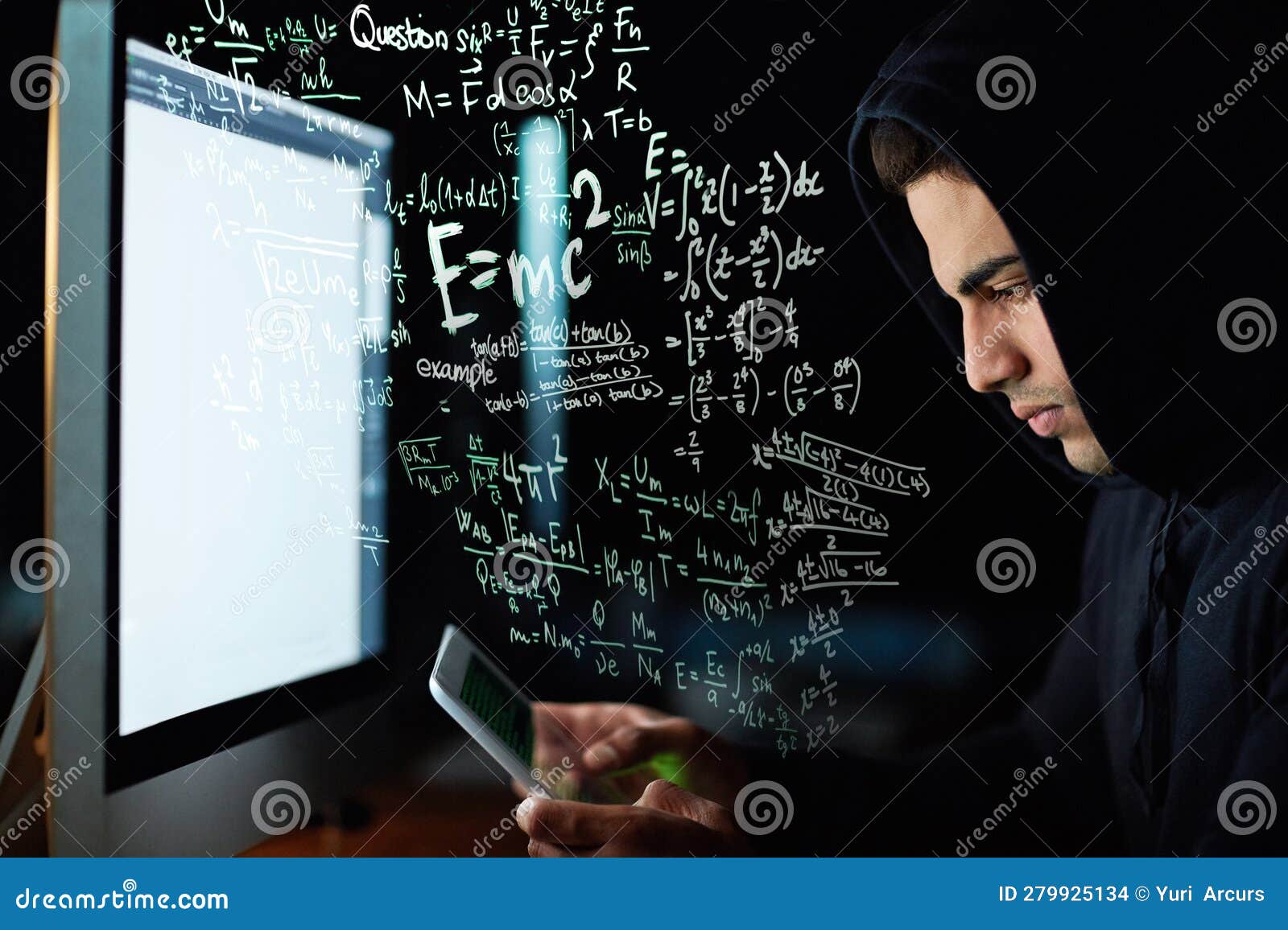 Phone Coding, Computer and Hacker Man with Software Code, Password ...