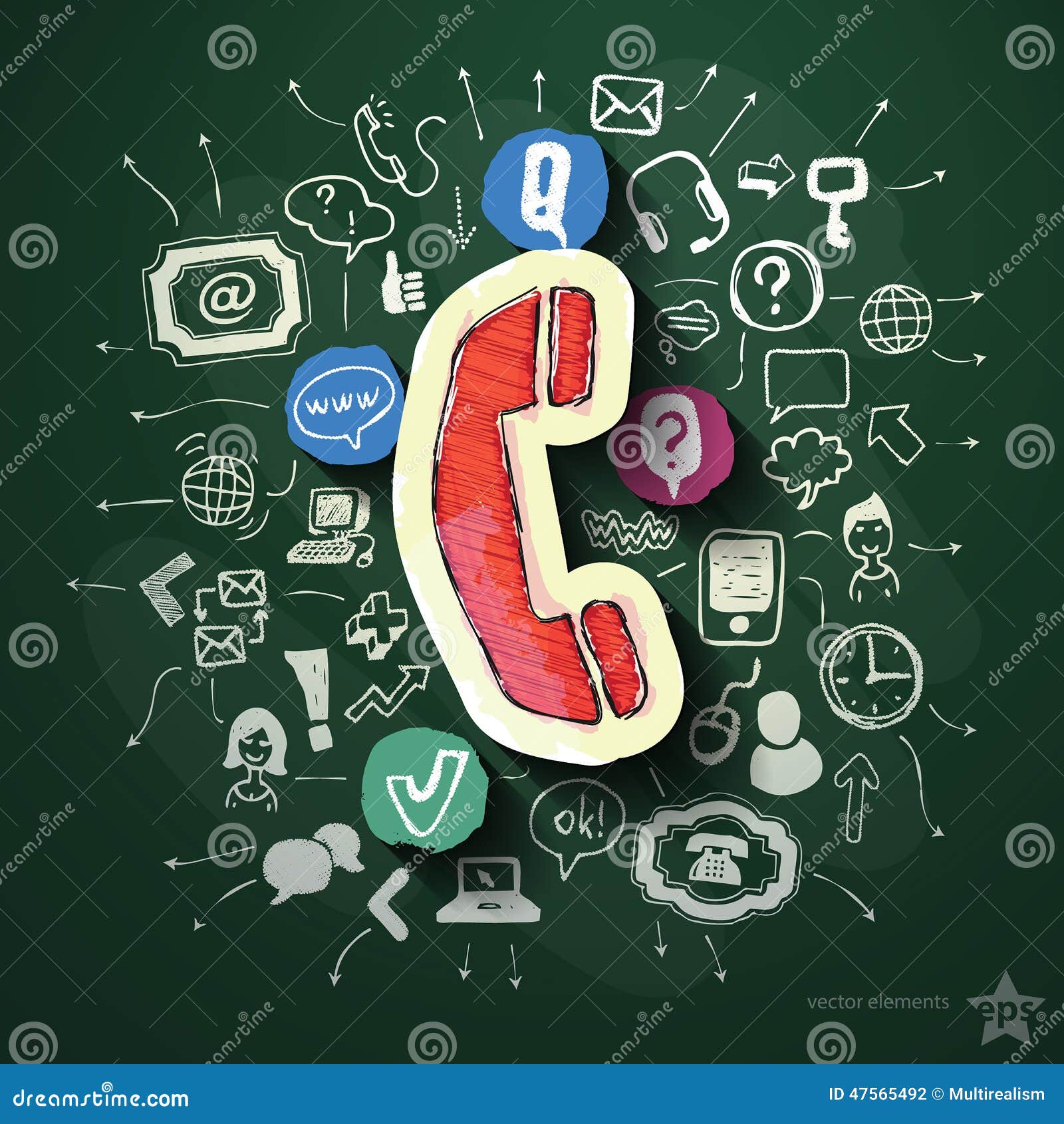 Phone Collage with Icons on Blackboard Stock Vector - Illustration of ...