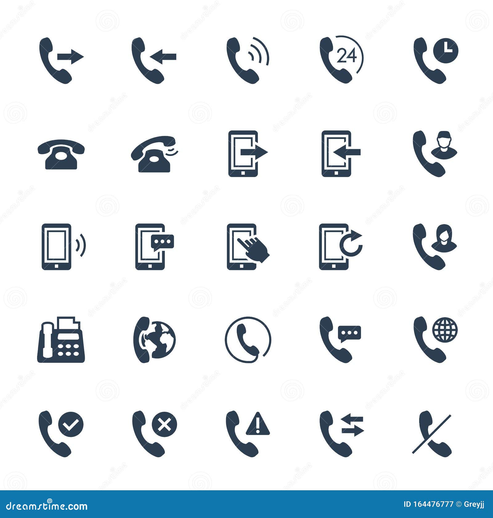 Phone Communication and Calls Icons Stock Vector - Illustration of ...