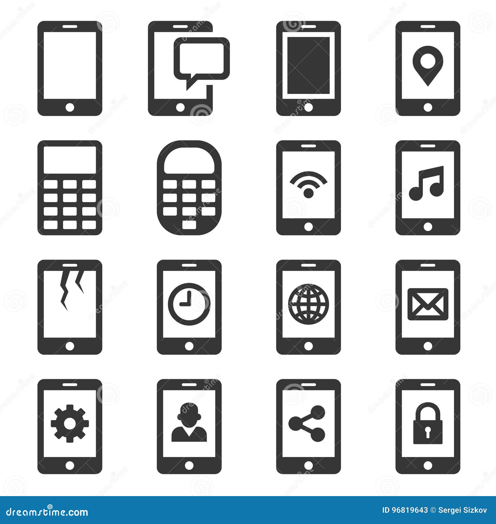 Phone and Communication Icon Set. Vector Stock Vector - Illustration of ...