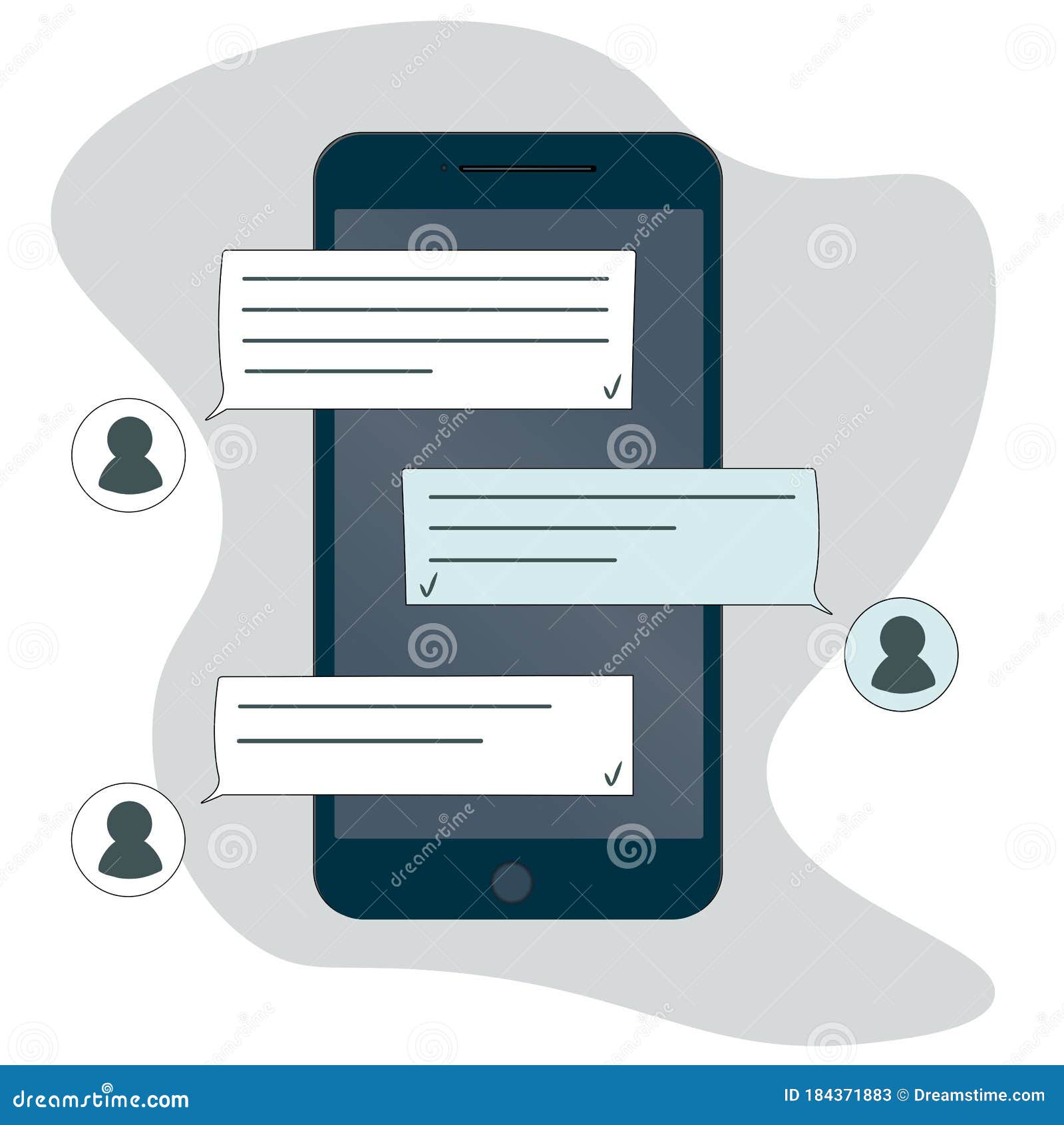 SMS chat on a mobile phone stock vector. Illustration of device - 184371883