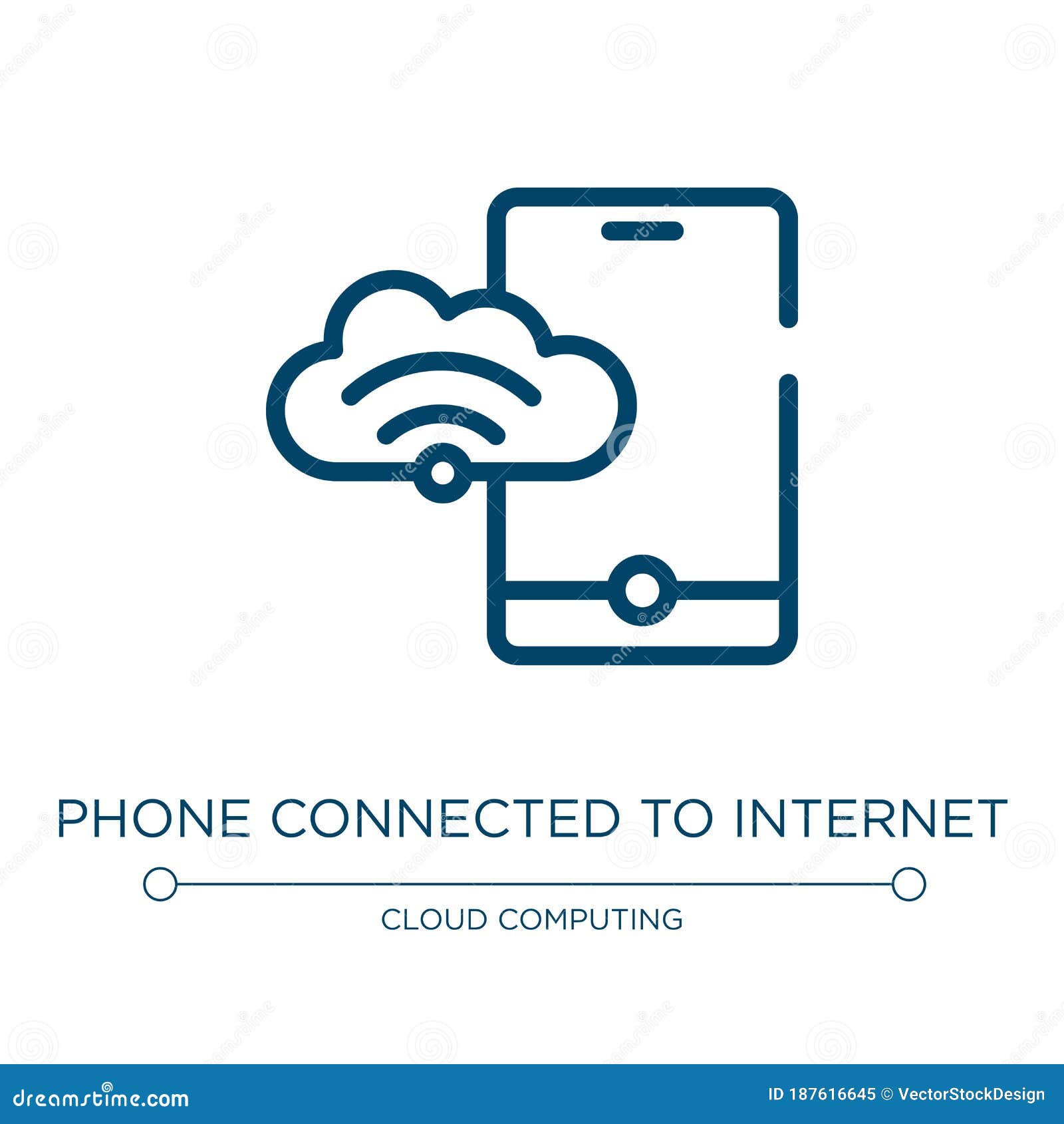 Phone Connected To Internet Icon. Linear Vector Illustration from Cloud ...