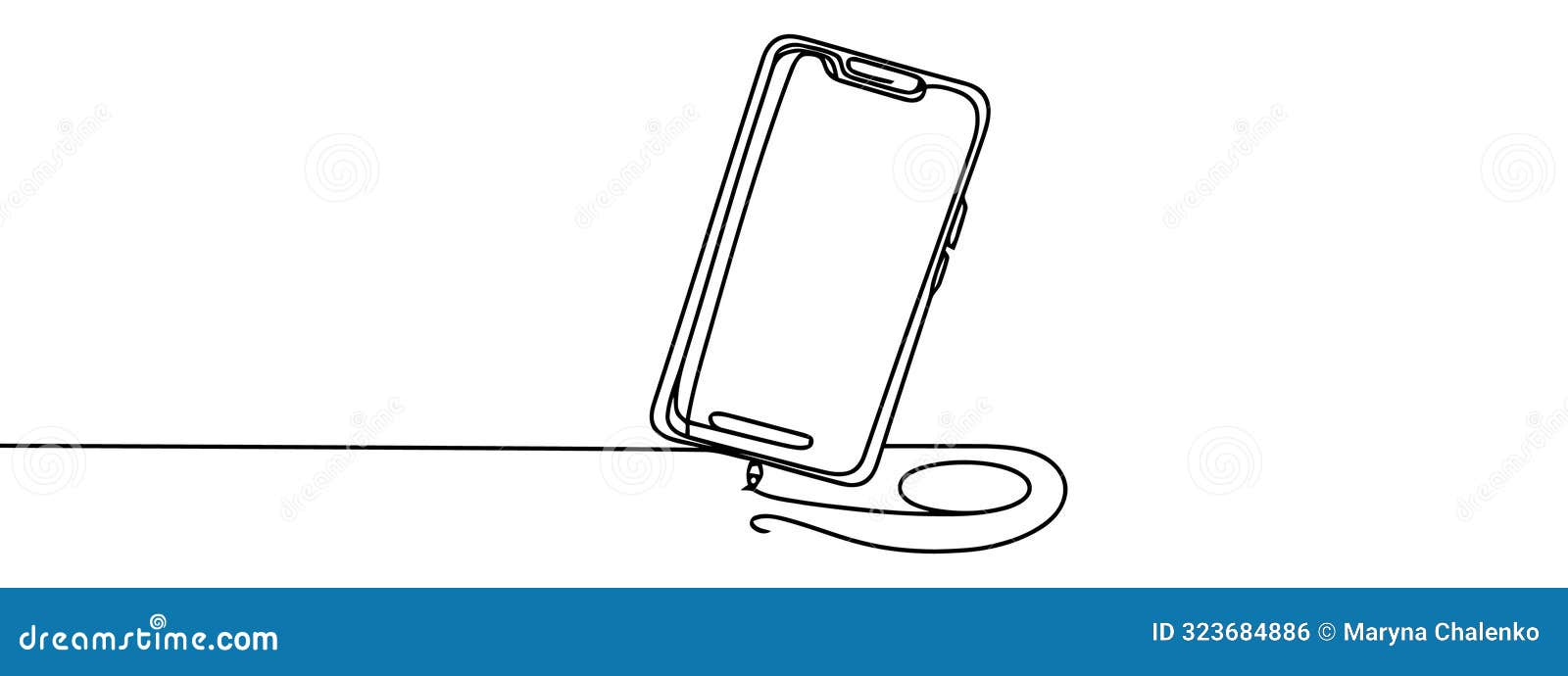 Phone Continuous One Line Drawing of Outline Vector Illustration. Stock ...