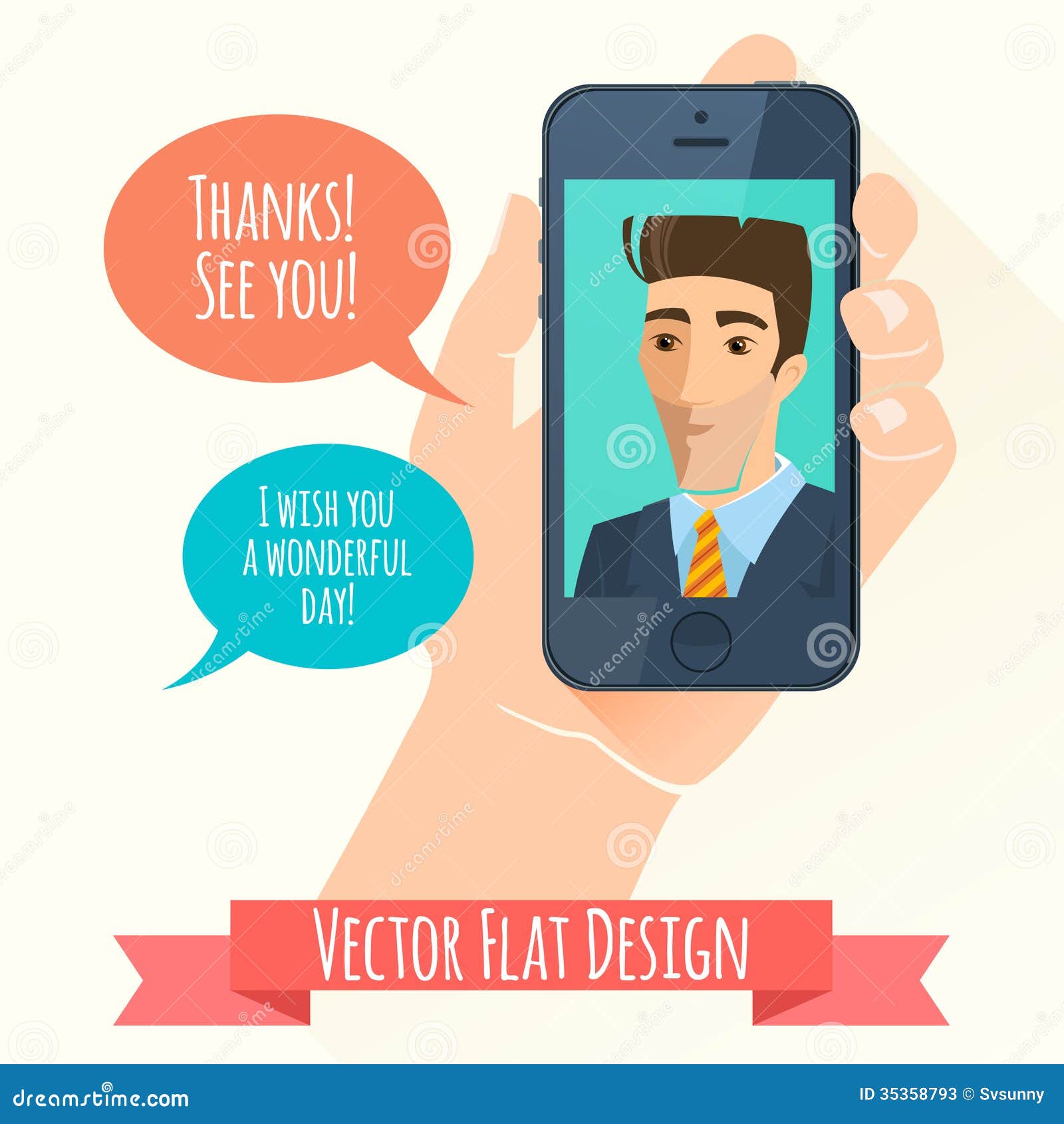 Phone Conversation. Flat Style Stock Vector - Illustration of portrait ...