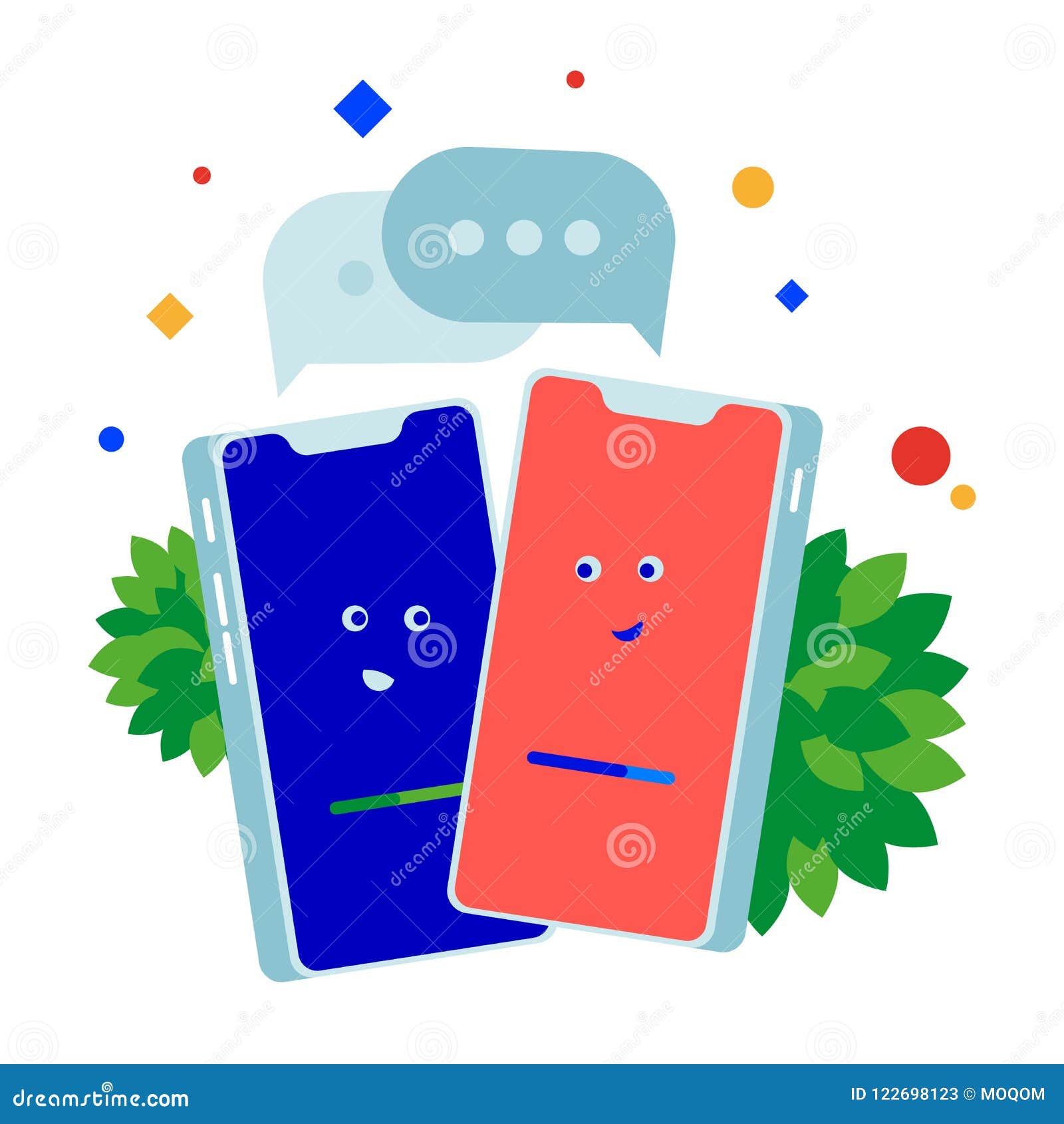 Phone Conversation. Two Phones Talking To Each Other. Stock Vector ...