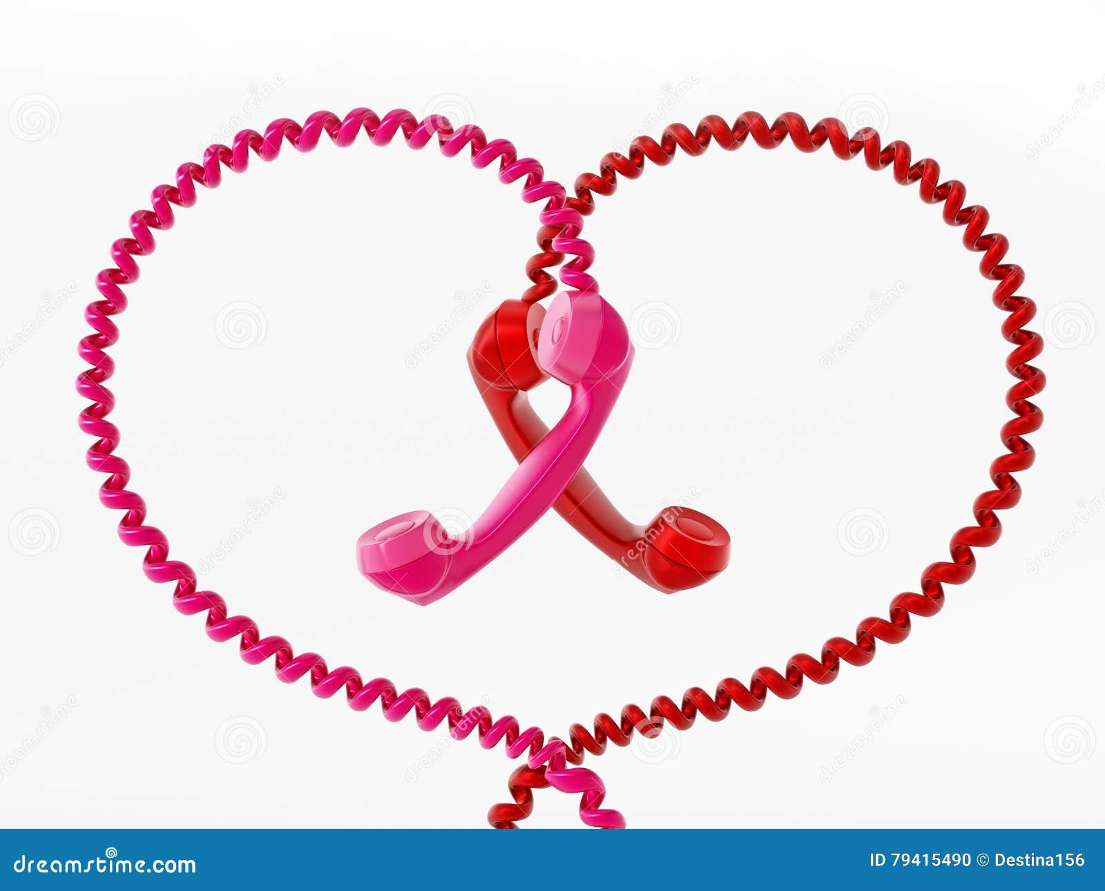 Phone Cords and Receivers Forming a Heart Shape. 3D Illustration Stock ...