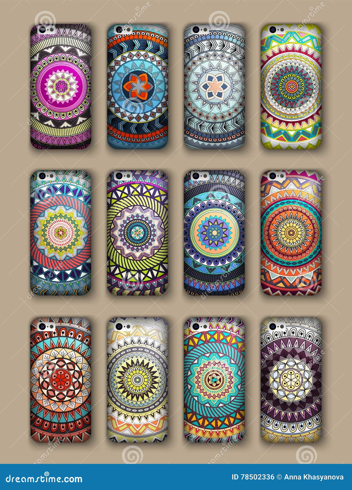 Phone Cover Collection, Boho Style Pattern. Vector Background Stock ...