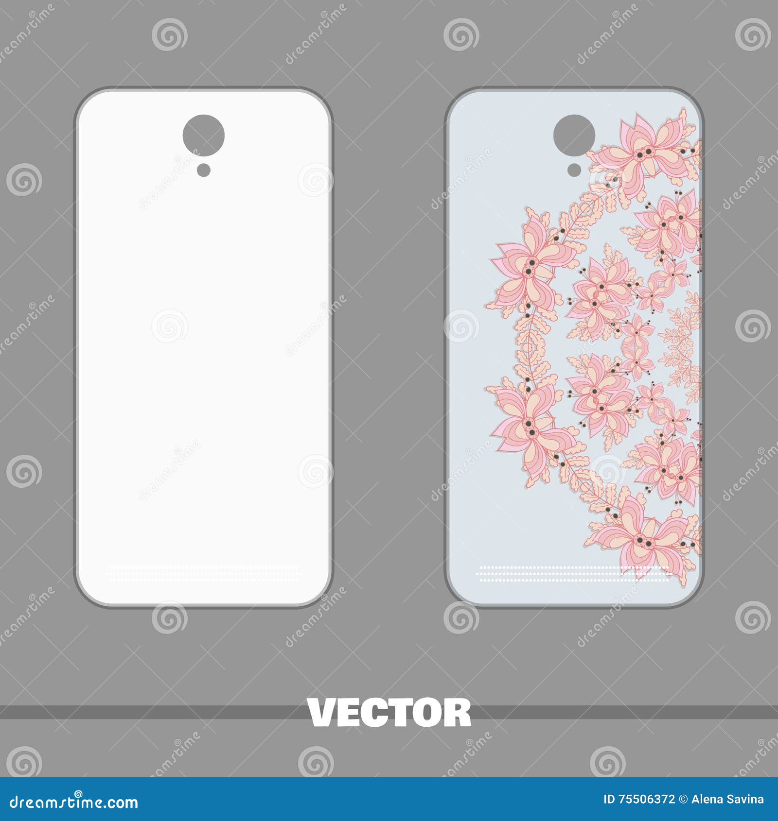 Phone Cover Pink Flowers (2) Stock Vector - Illustration of case, back ...