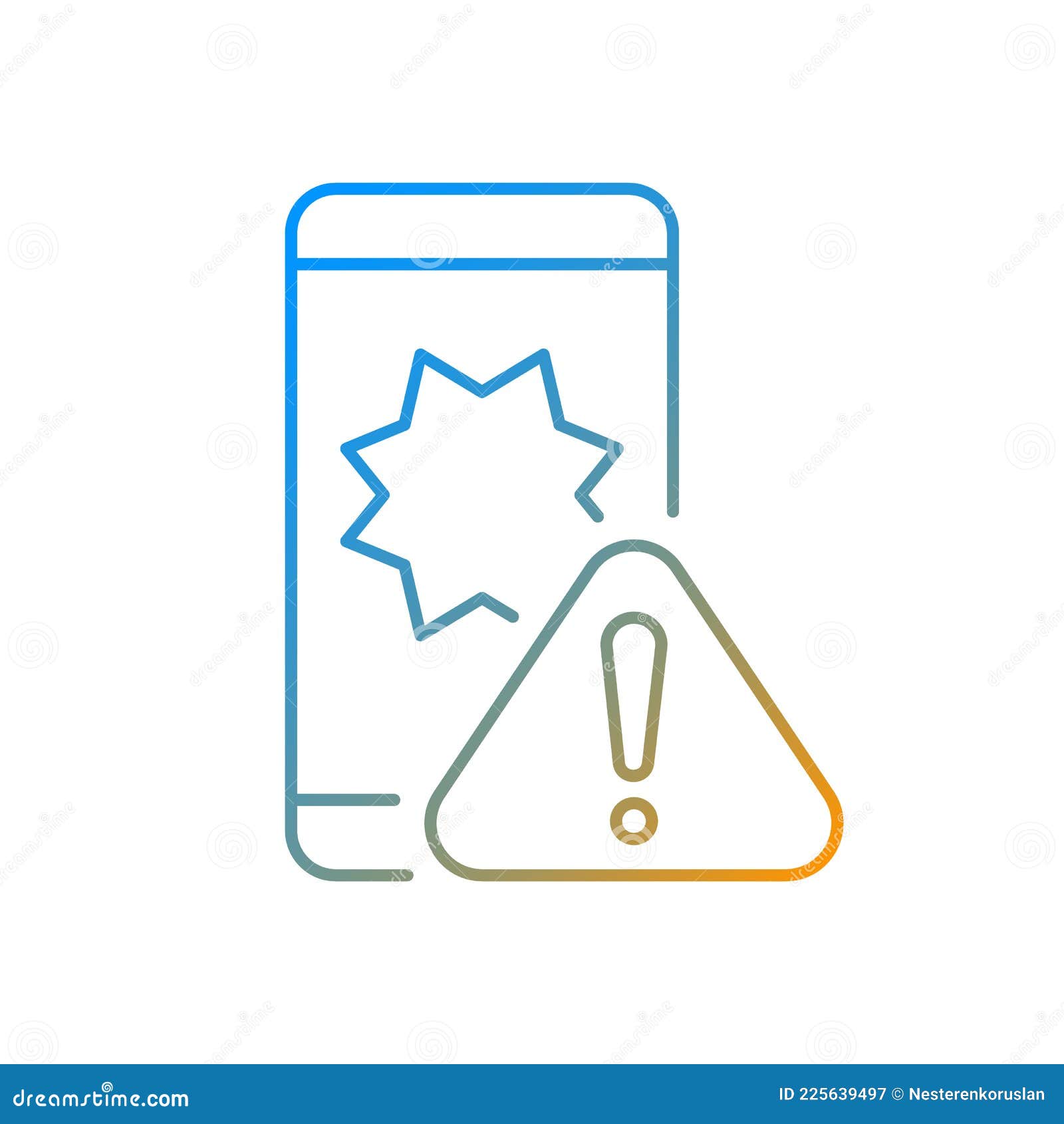 Phone Crashes Gradient Linear Vector Icon Stock Vector - Illustration ...