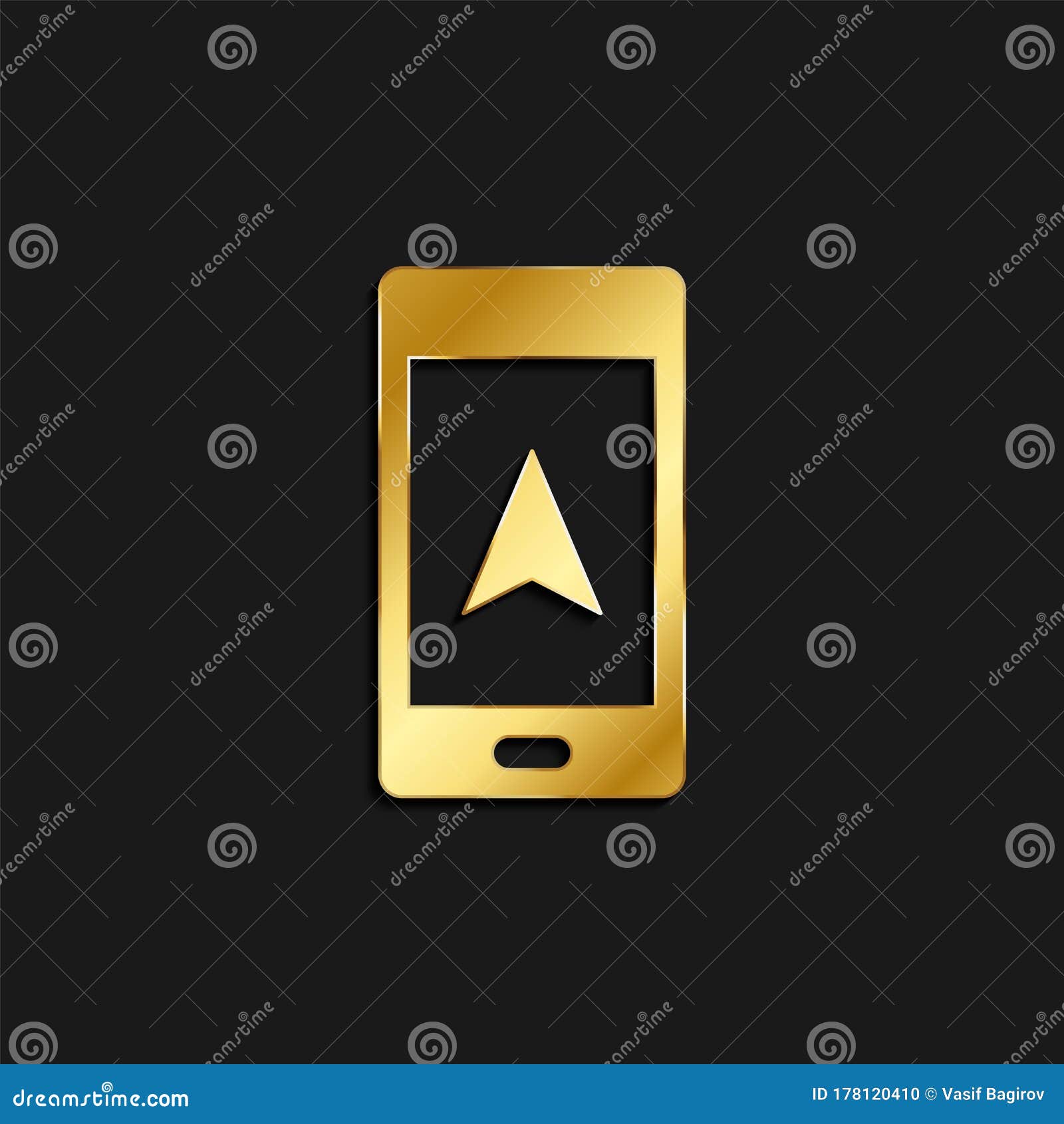 Phone, Cursor Gold Icon. Vector Illustration of Golden Style Stock ...