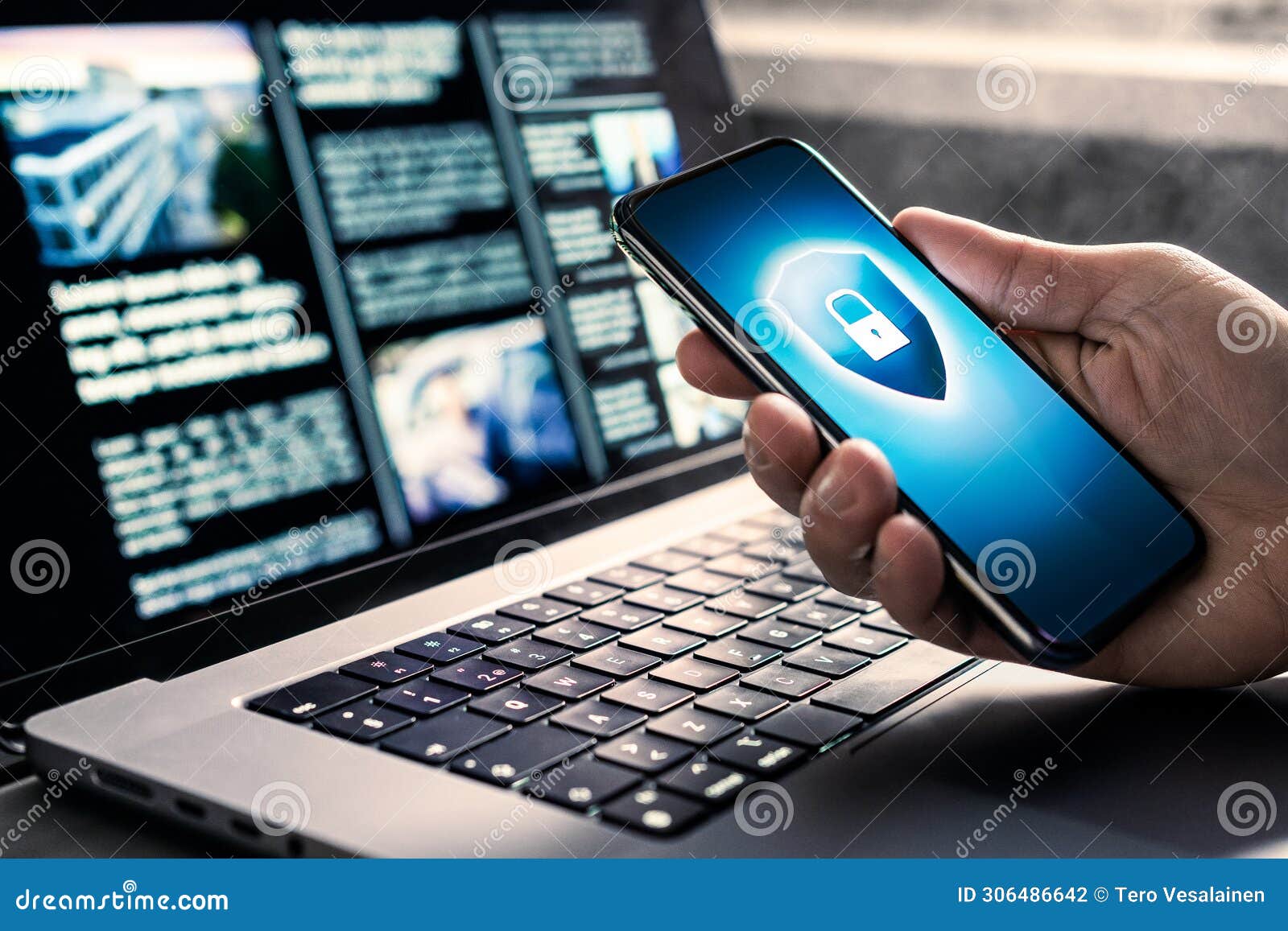 Phone Data Cyber Security To Protect from Hacker or Fraud. Website ...