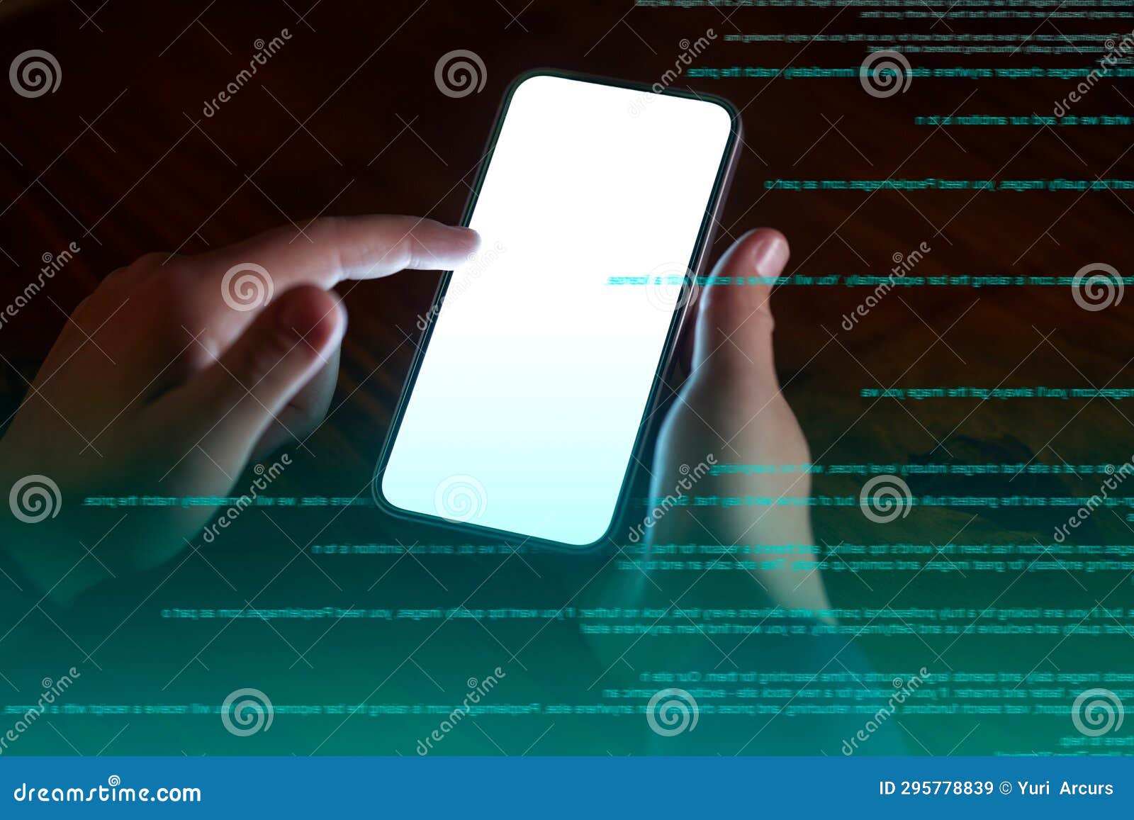 Overlay, Hands Or Phone Screen For Mockup In Office For Product Space ...