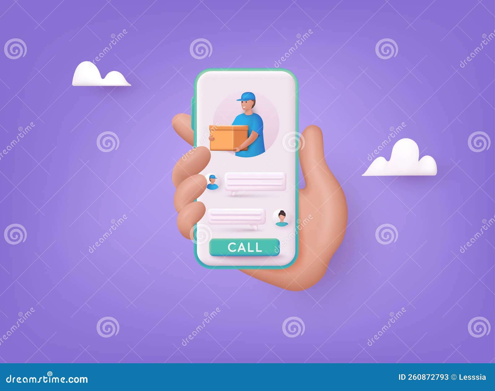 Phone with Delivery App Service. Delivery Man and Boxes. Men Characters ...