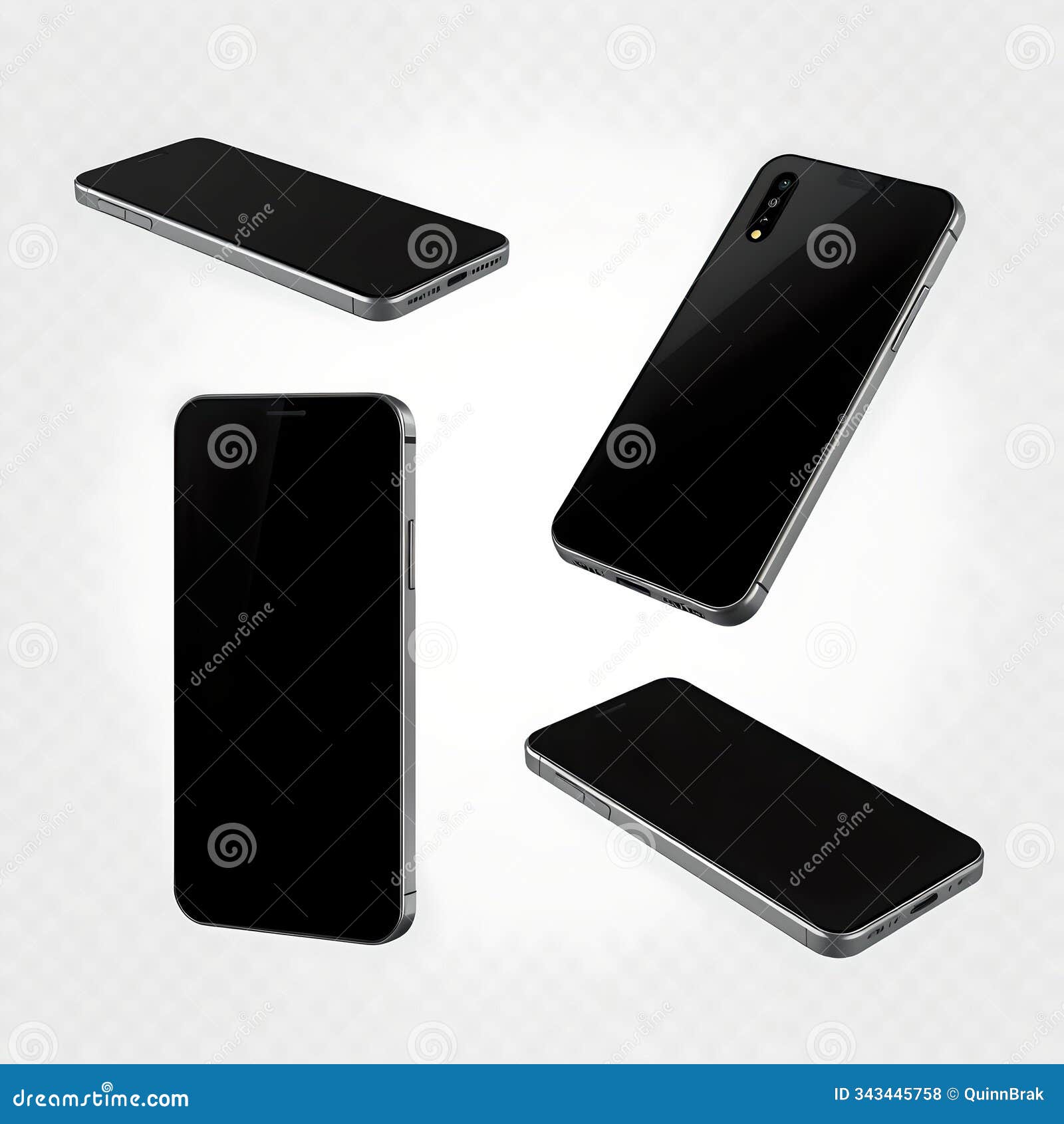 Phone from Different Angles Isolated on White Background Stock ...