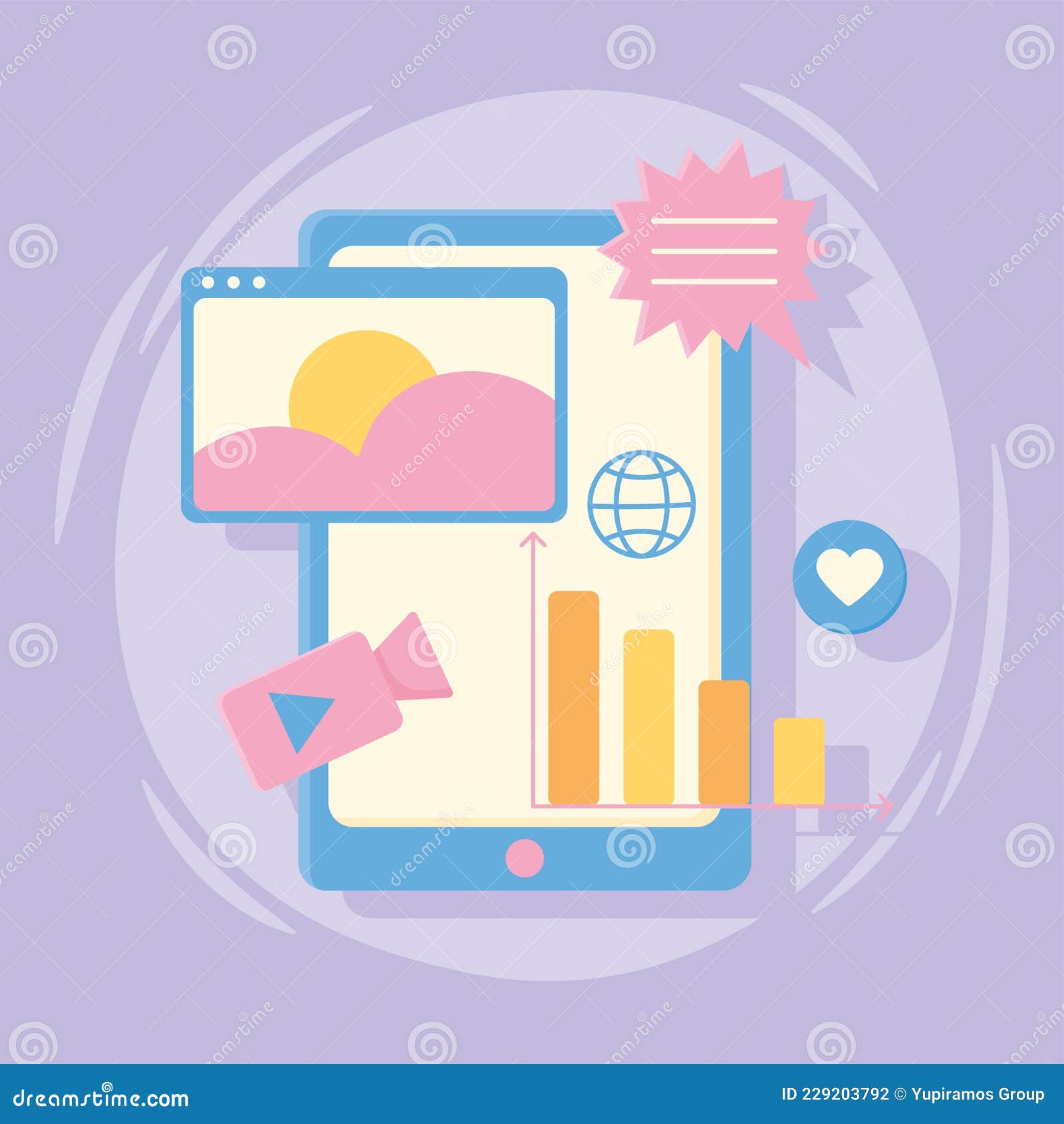 Phone digital activity stock vector. Illustration of internet - 229203792