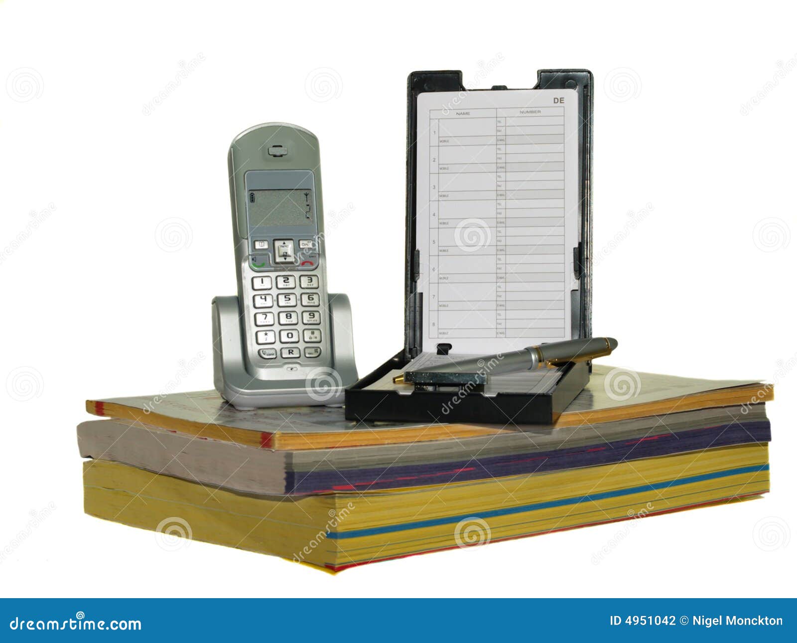 Phone Directories and Phone Isolated on White Stock Photo - Image of ...