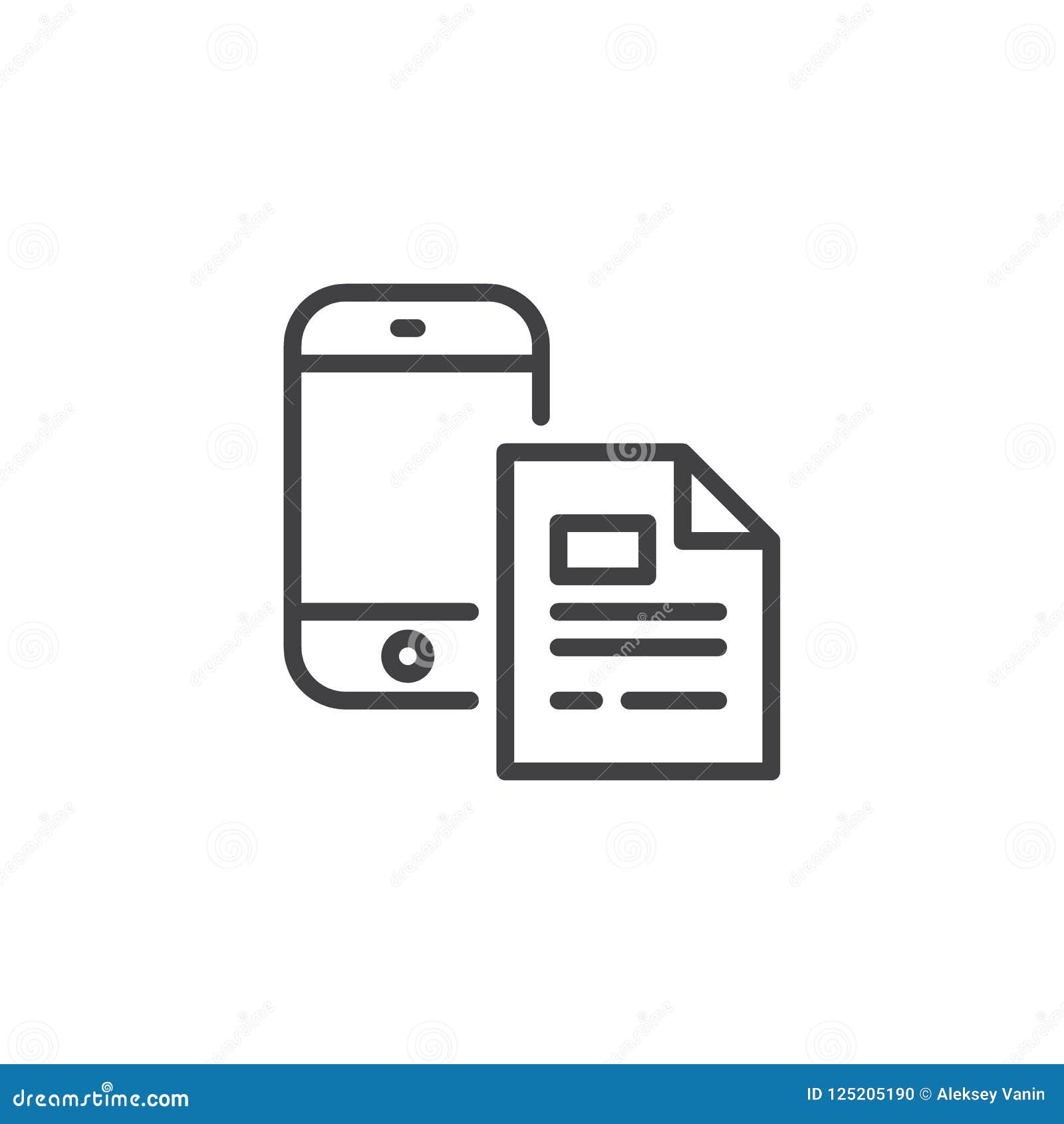 Phone and Document File Outline Icon Stock Vector - Illustration of ...