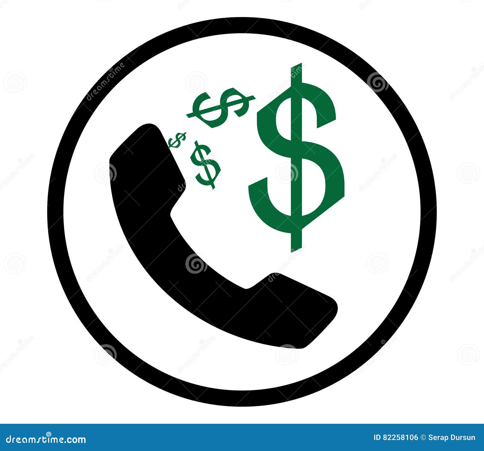 Phone and Dollar Sign Icon stock illustration. Illustration of flying ...