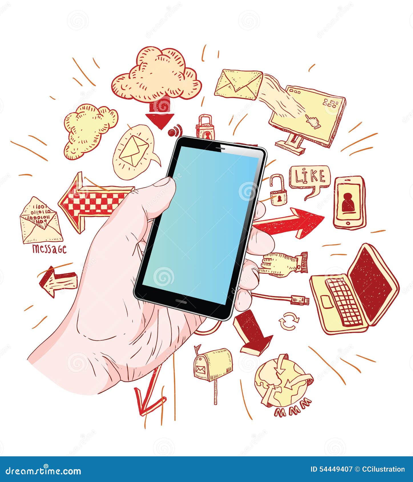 Phone Doodle Set. Hand-drawn Vector Illustration Stock Vector ...