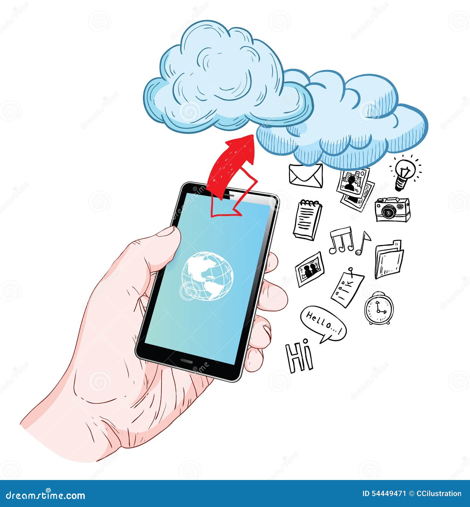 Phone Doodle Set. Hand-drawn Vector Illustration Stock Vector ...