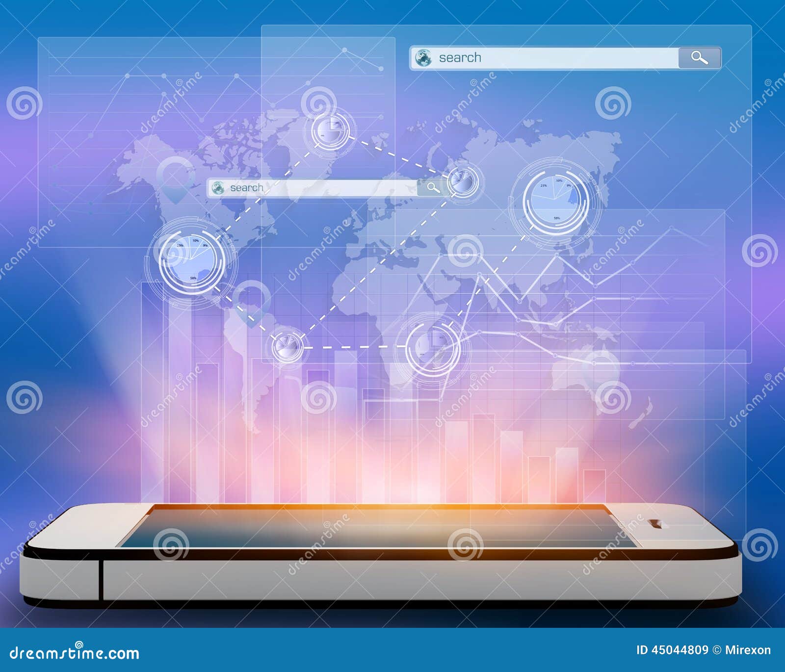 Phone with a Drop-down Menu Search Stock Illustration - Illustration of ...