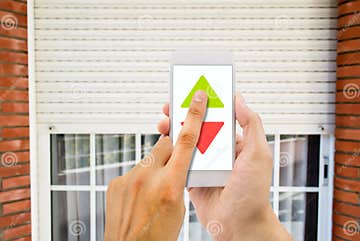 Phone and Electric Roller Shutter Stock Image - Image of distance ...