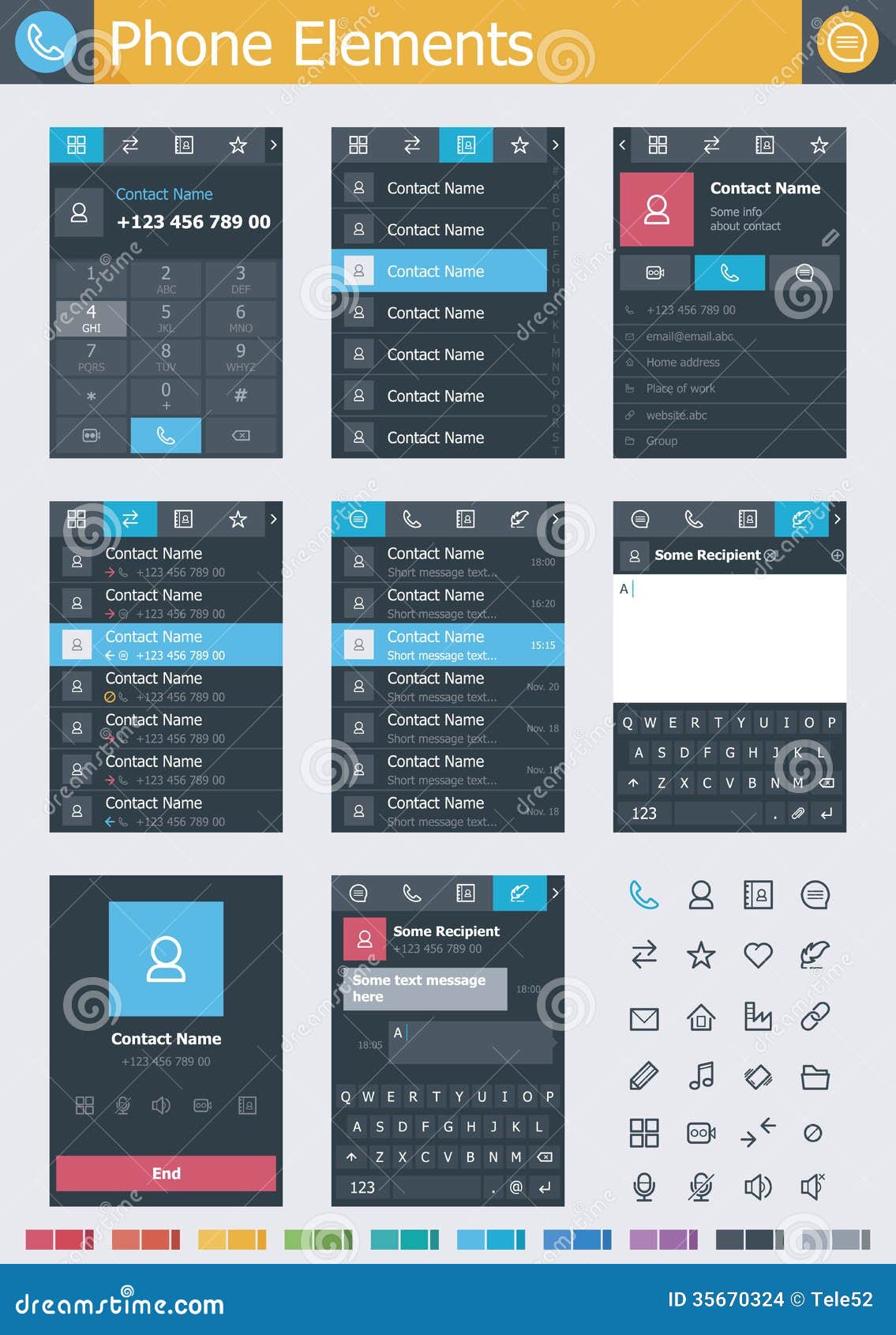 Phone elements stock vector. Illustration of call, line - 35670324