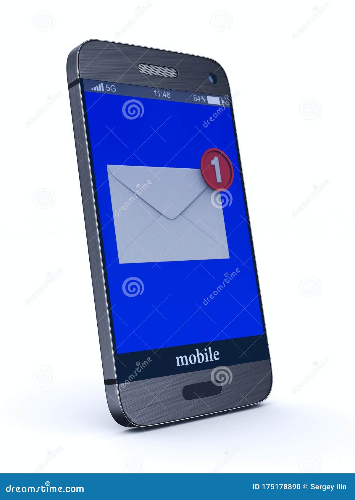 Phone with Email on White Background. Isolated 3D Illustration Stock ...