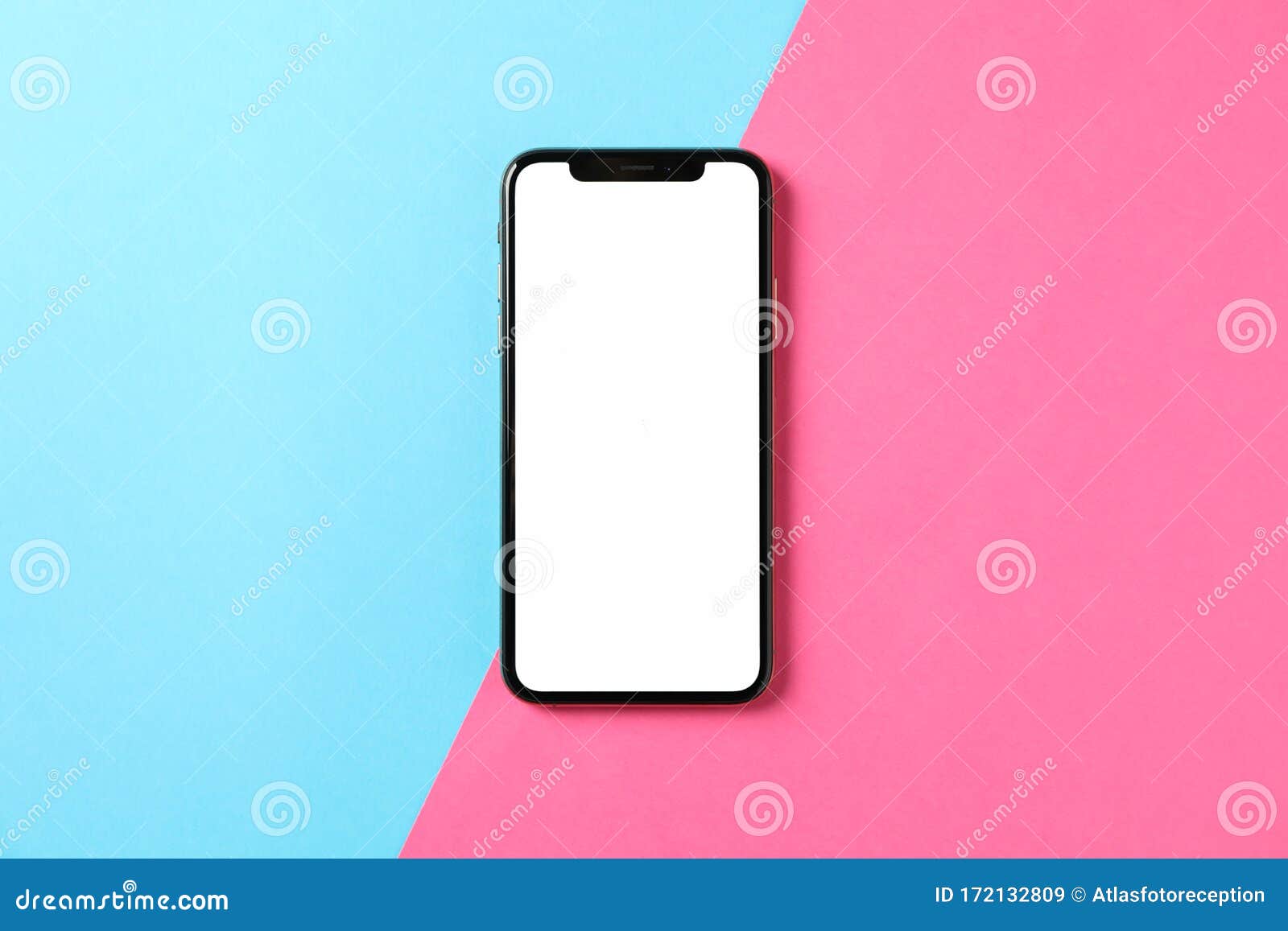Phone with Empty Screen on Two Tone Background Stock Image - Image of ...