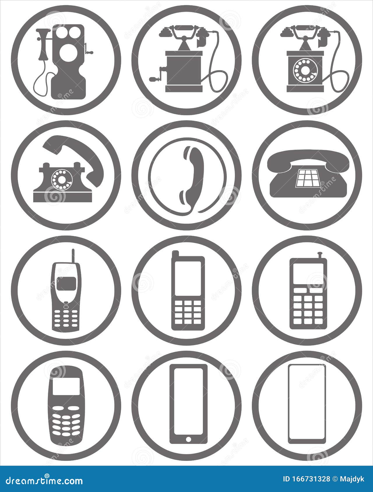 Phone evolution icons stock vector. Illustration of business - 166731328